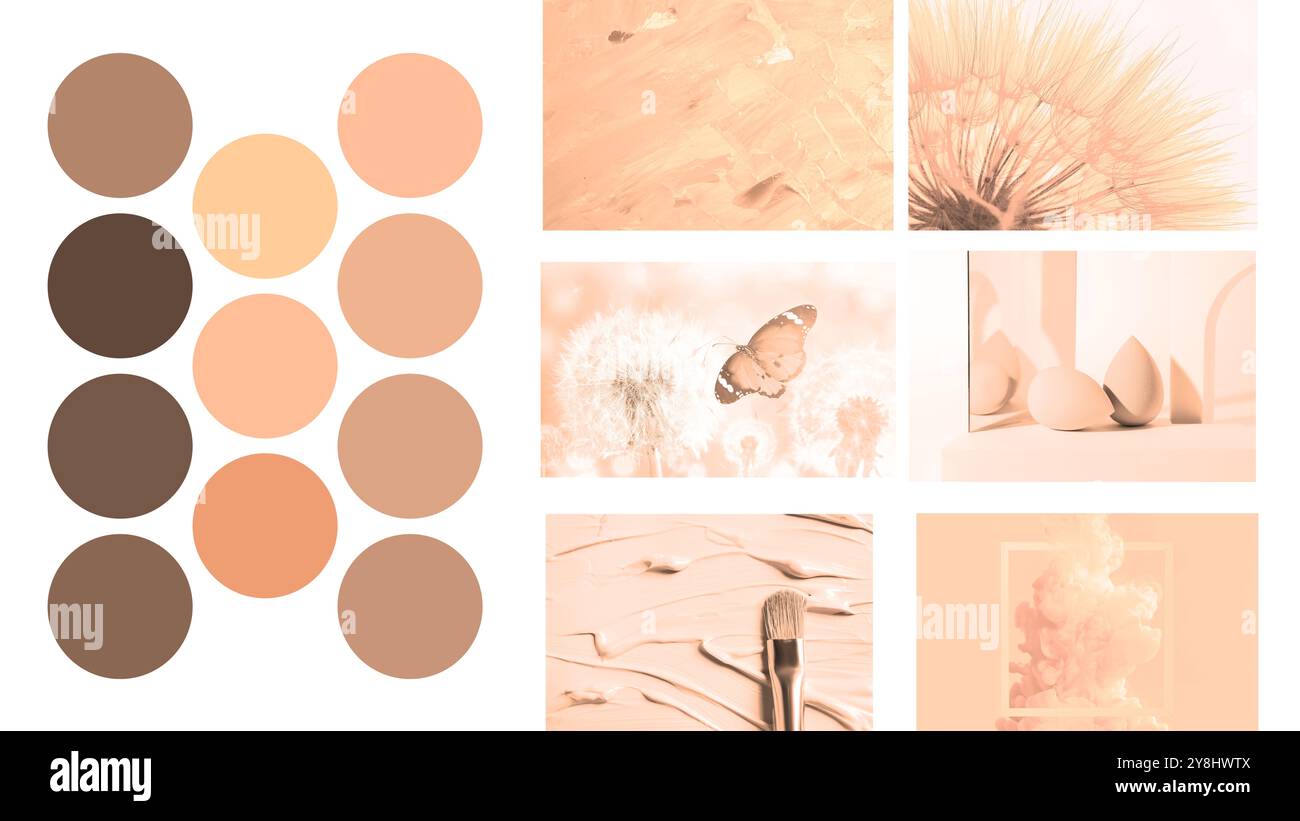 Peach fuzz color themed collage on white background Stock Photo - Alamy