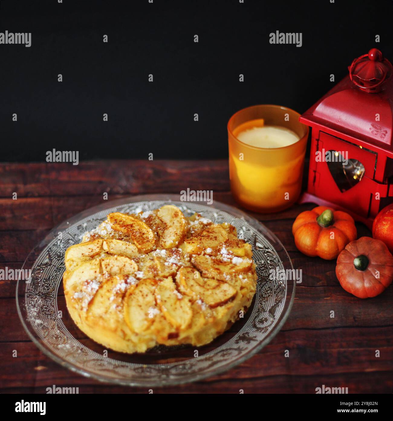 homemade charlotte on a dark background Stock Photo - Alamy