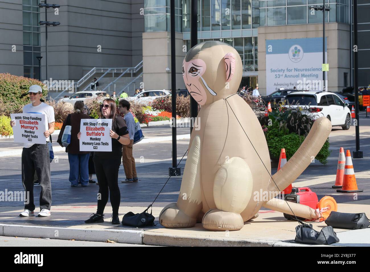 Chicago, USA. 05th Oct, 2024. Using massive inflatable monkeys, PETA ...