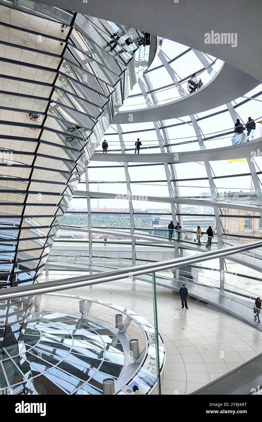 Glass dome above debating chamber at the Reichstag, Berlin, Architect ...