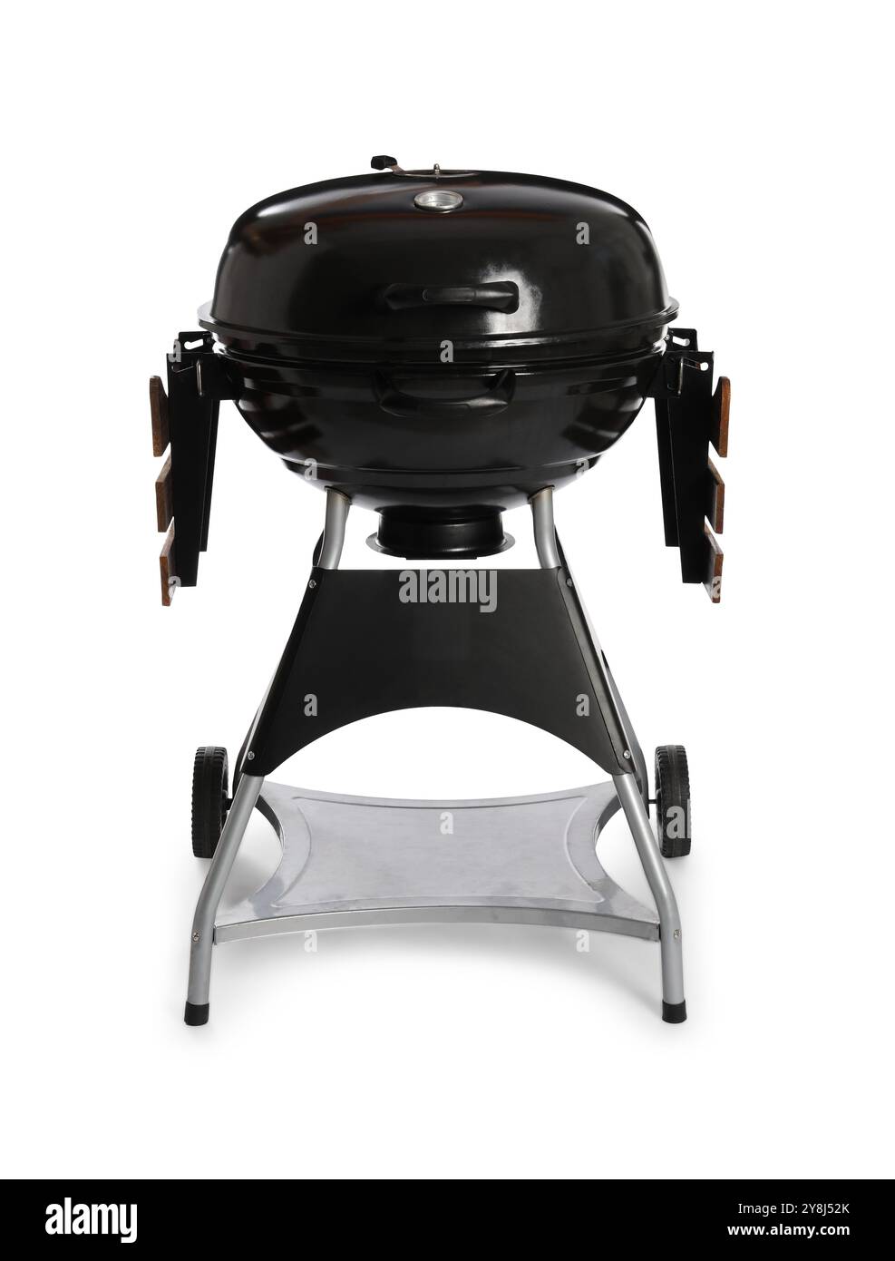 One black barbeque grill isolated on white. Cooking appliance Stock ...