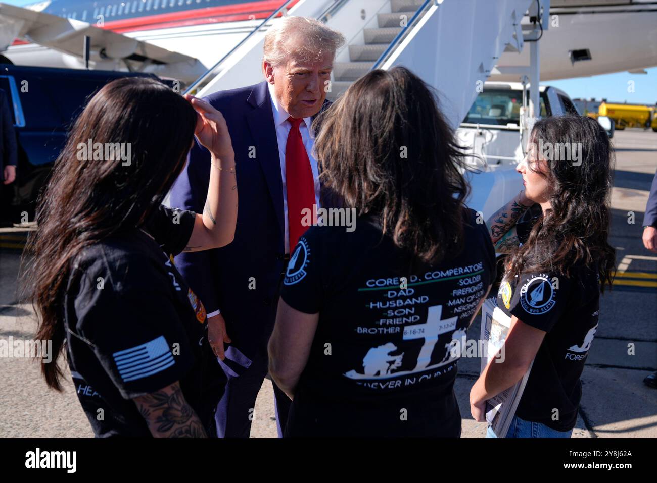 Republican presidential nominee former President Donald Trump greets ...