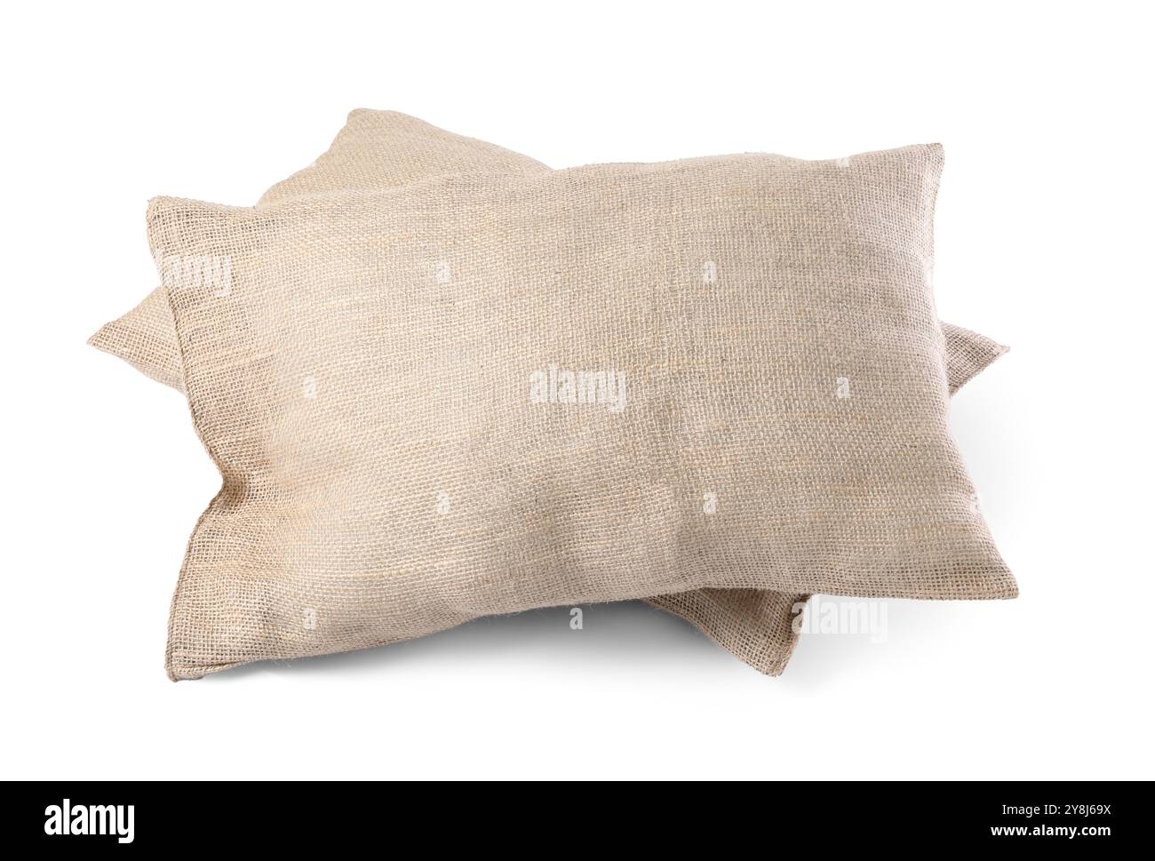 Two natural burlap sacks isolated on white Stock Photo - Alamy
