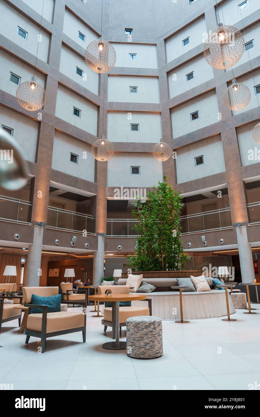 Elegant Atrium Interior of Luxury Hotel in Sardinia with Modern Design ...
