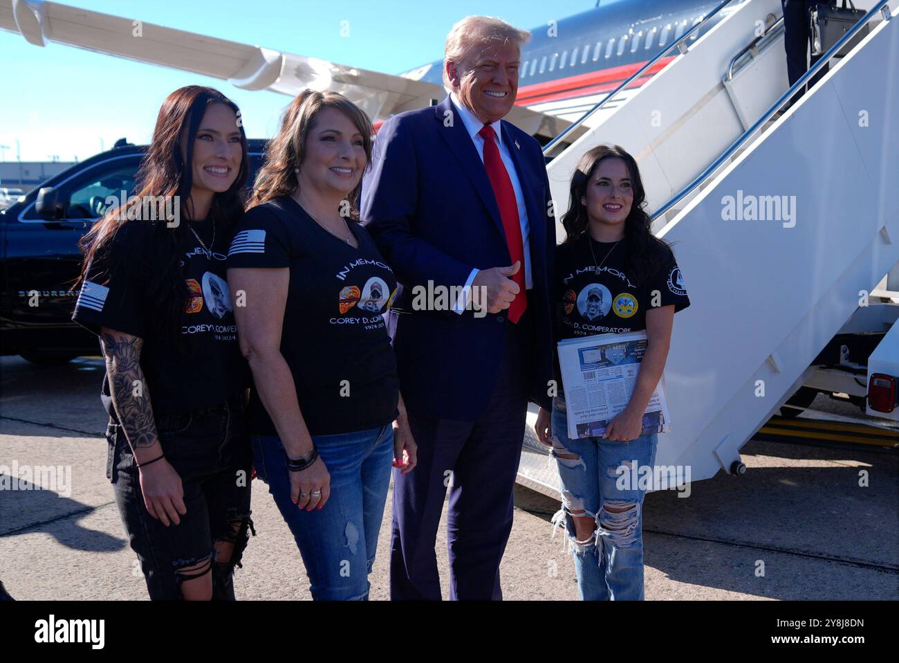 Republican presidential nominee former President Donald Trump greets ...