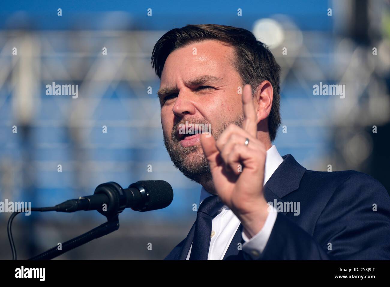 Republican vice presidential nominee Sen. JD Vance, R-Ohio, speaks at a ...