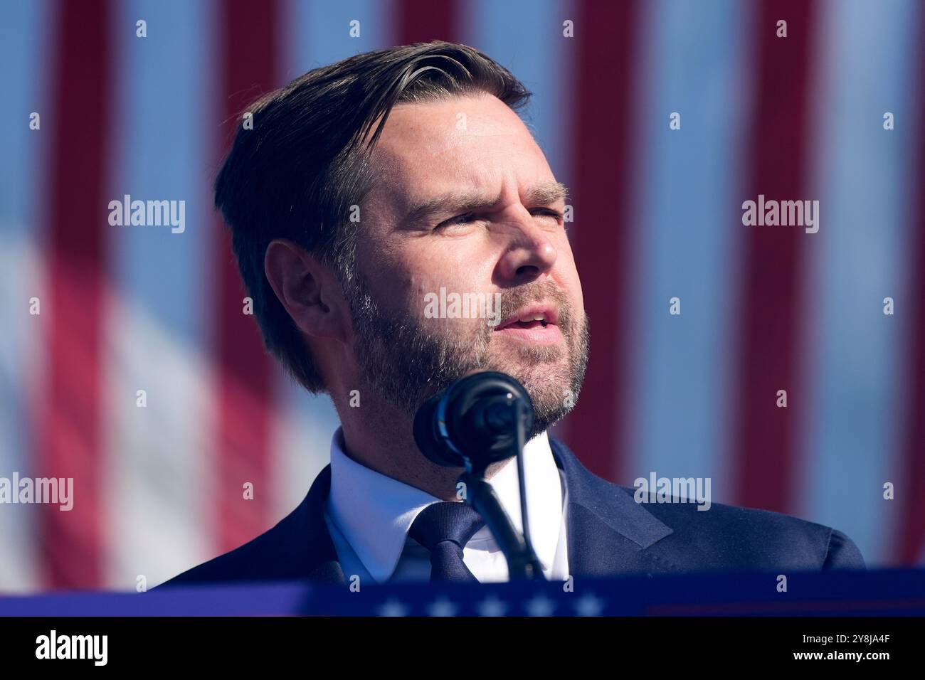 Republican vice presidential nominee Sen. JD Vance, R-Ohio, speaks at a ...