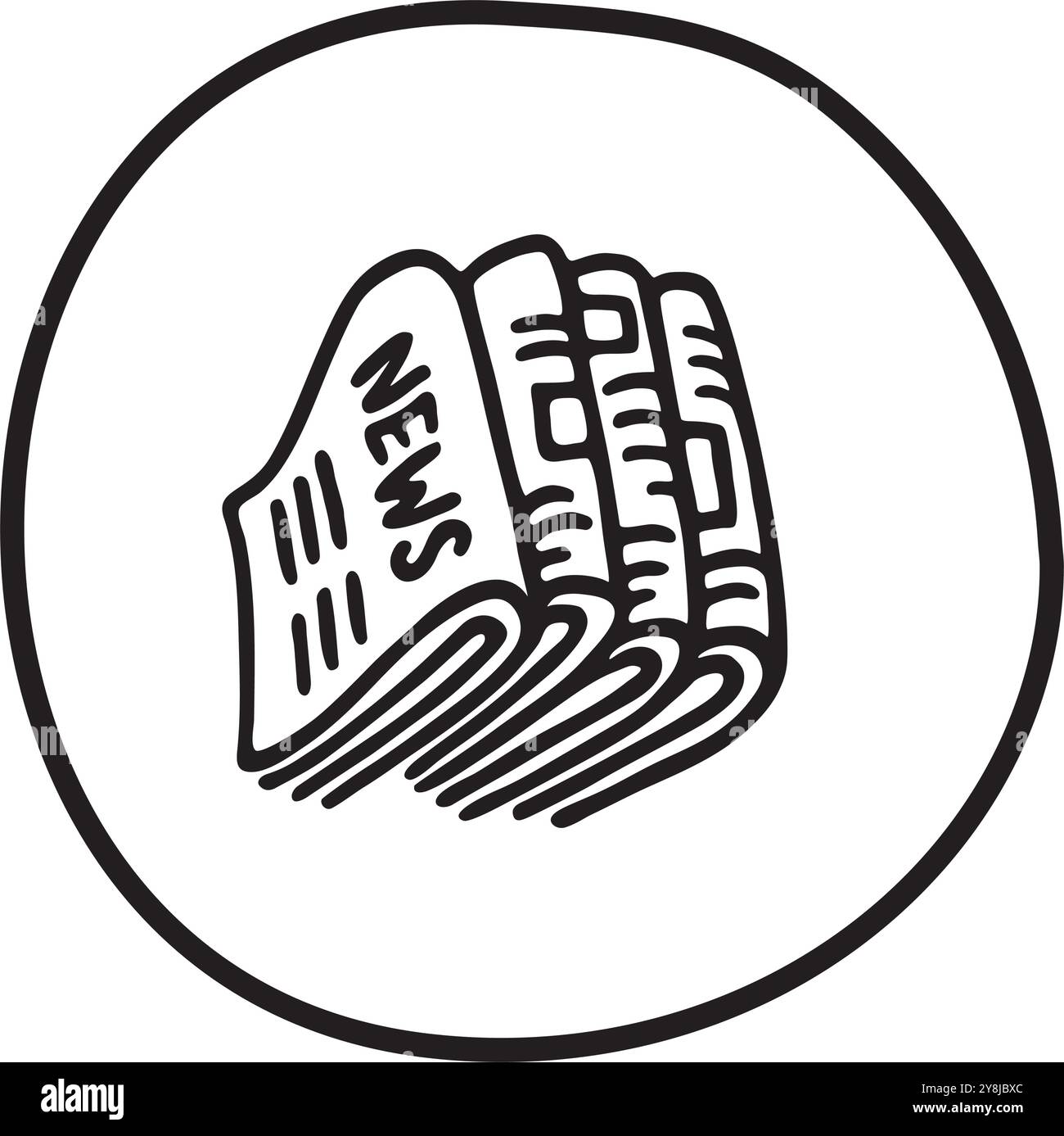 Doodle newspaper icon or logo, hand drawn with thin black line Stock ...