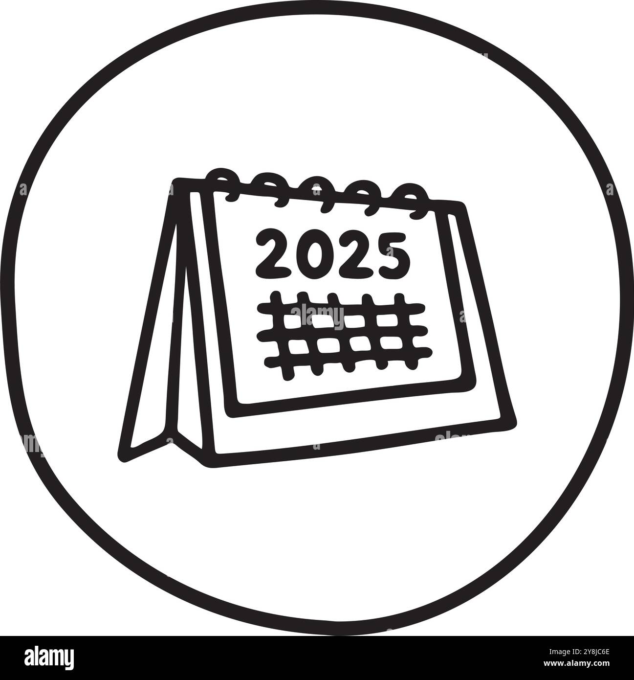 Doodle calendar schedule icon or logo, hand drawn with thin black line ...