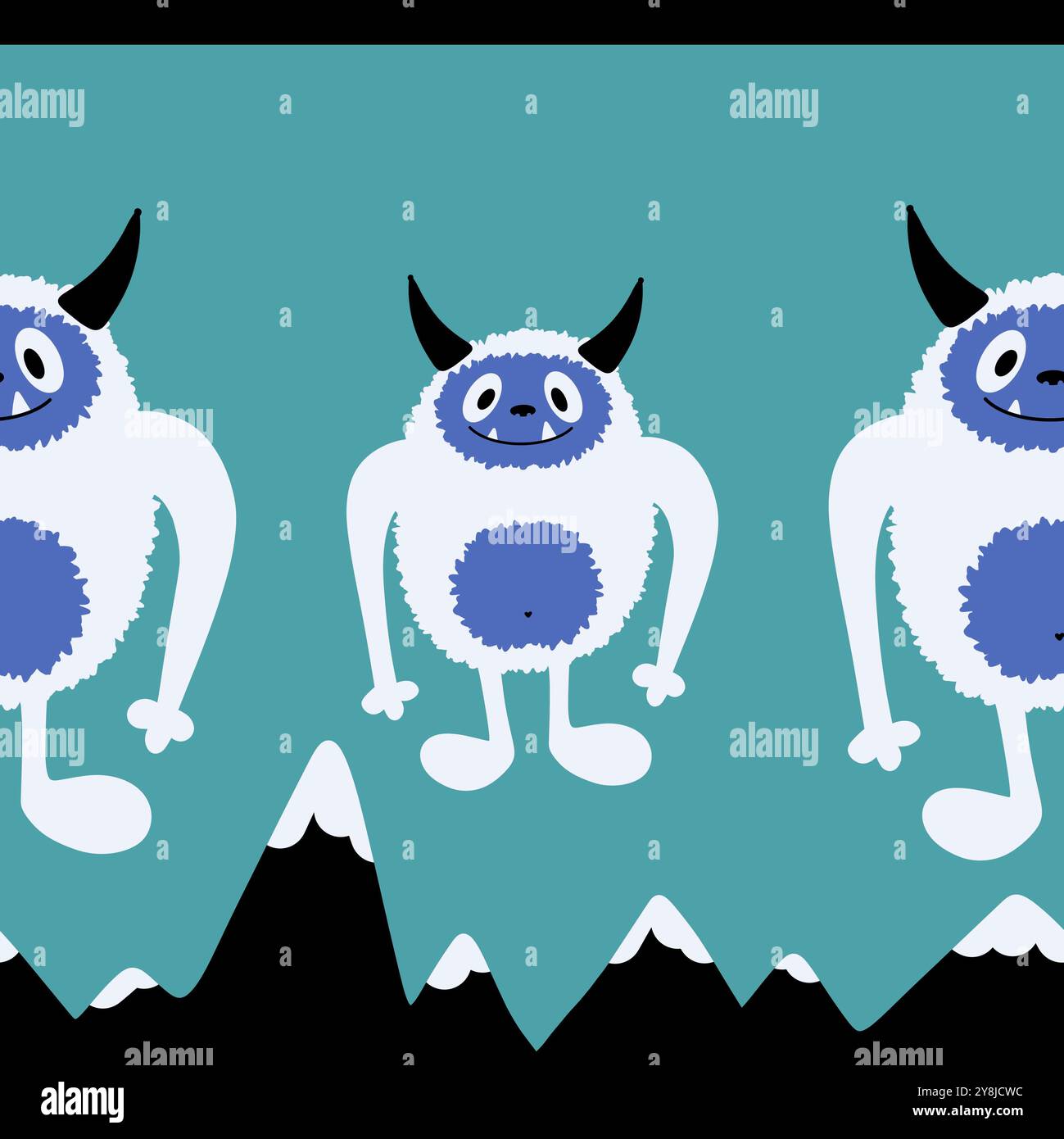 Winter monsters seamless Christmas yeti pattern for wrapping paper and ...