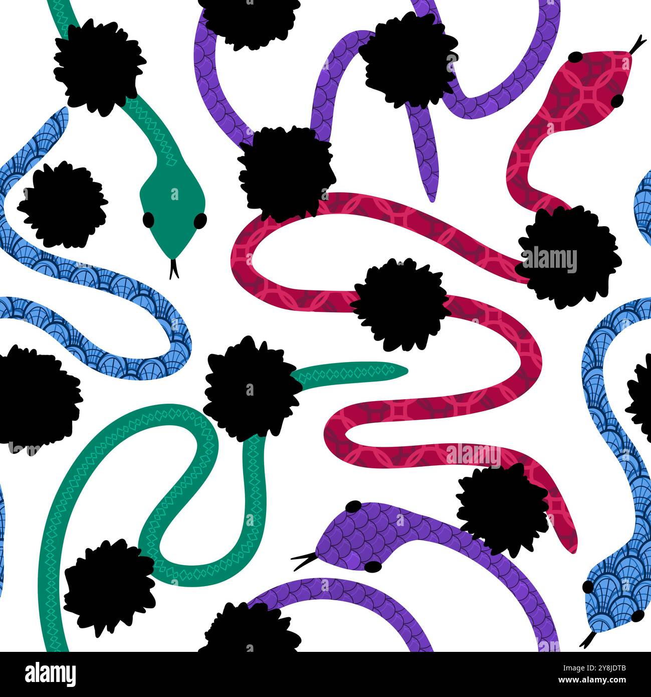 Summer cartoon animals seamless snake pattern for wrapping paper and ...