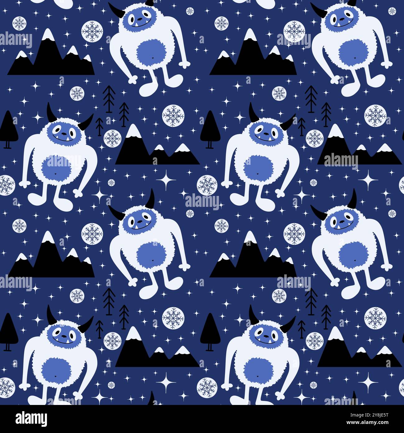 Winter monsters seamless Christmas yeti pattern for wrapping paper and ...