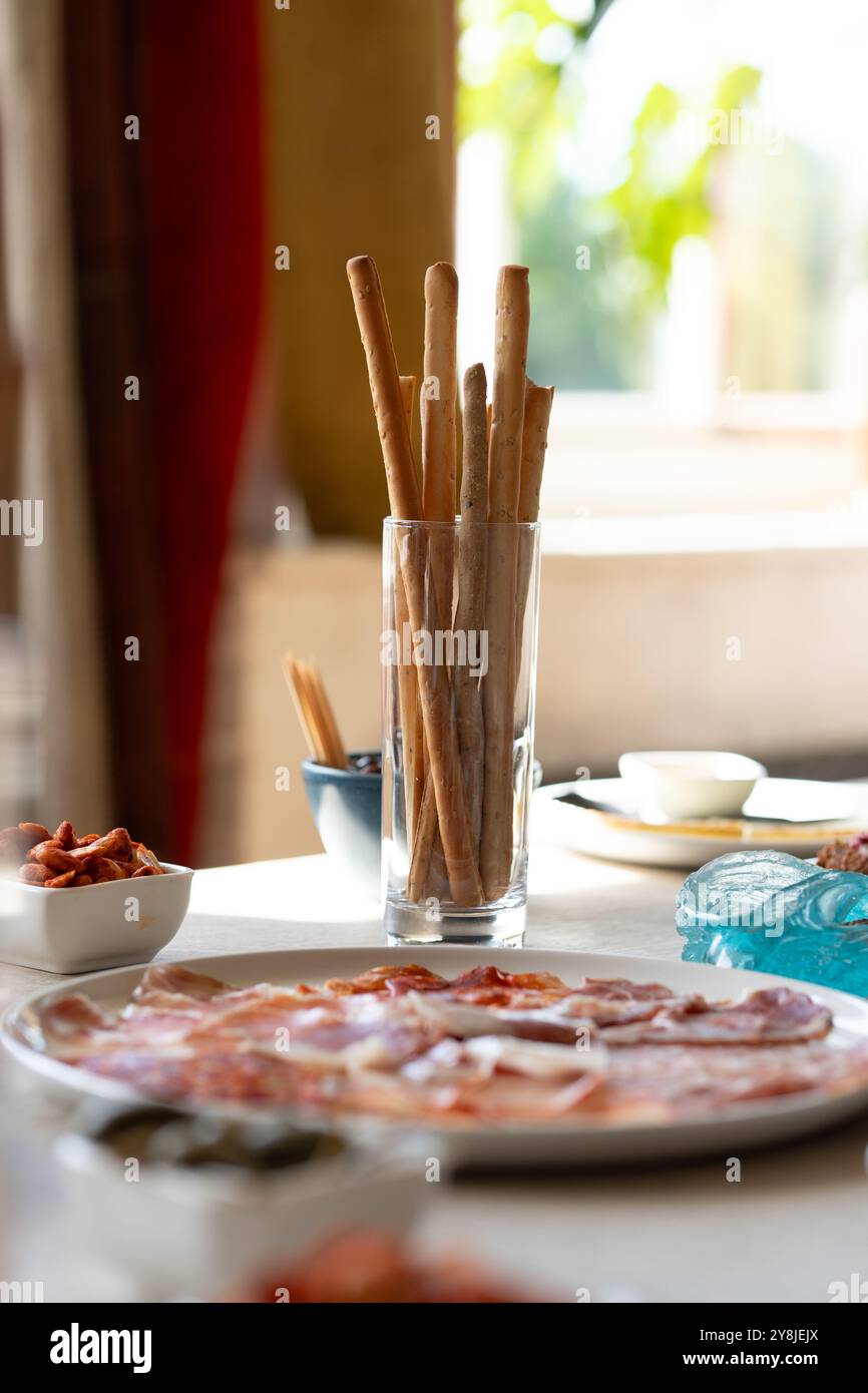 Breadsticks finger buffet, summer food platter, European diet, French ...