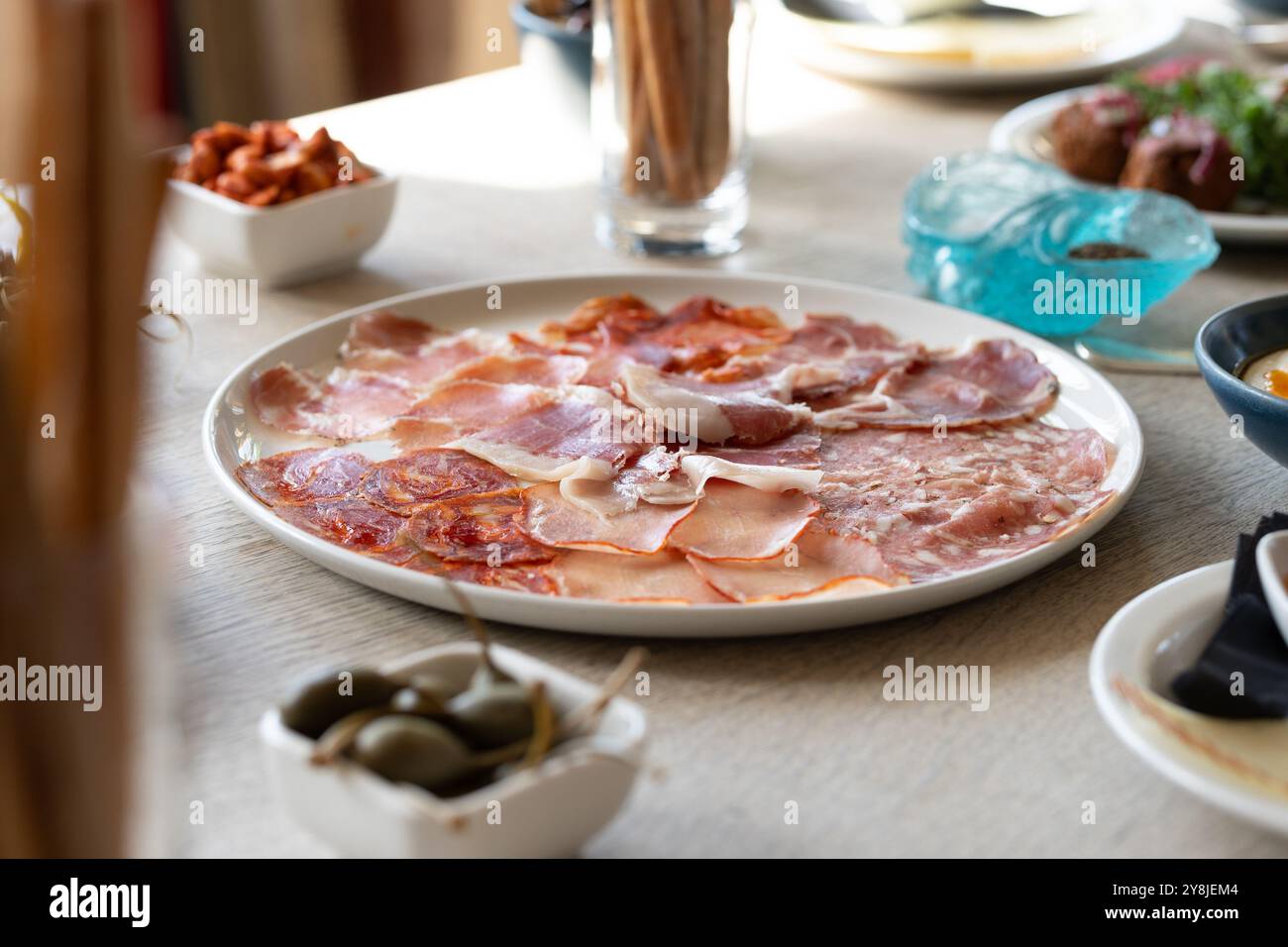Meat and ham, healthy food, antipasti European style buffet, lunch ...