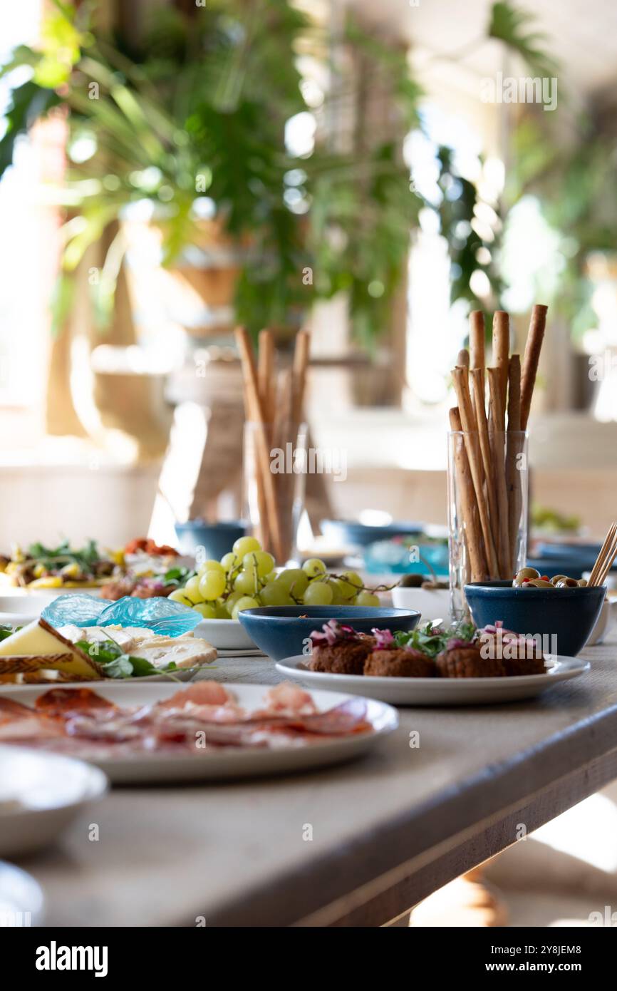 Healthy food in a restaurant, European cuisine buffet Stock Photo - Alamy