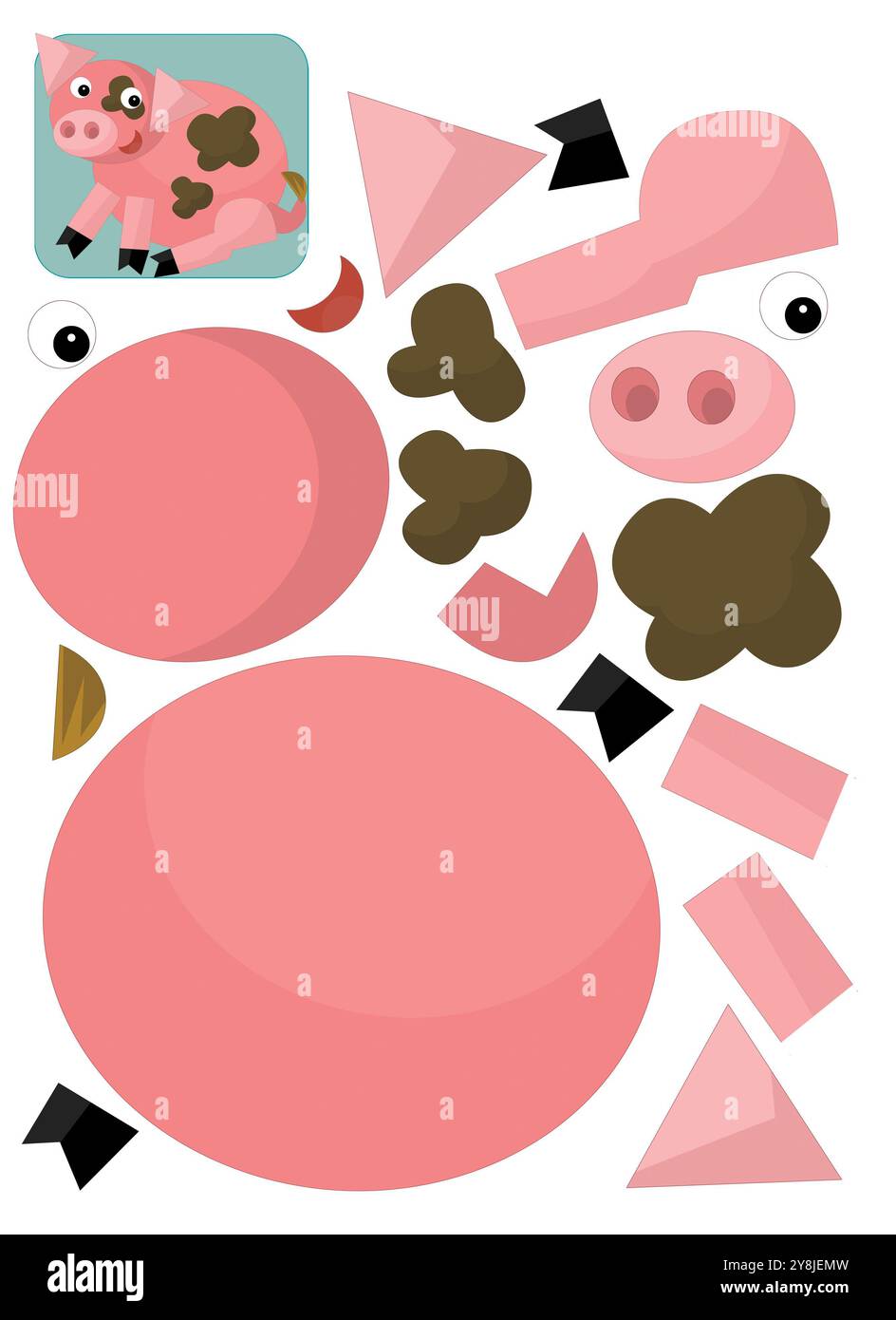 cartoon scene with character puzzle cutout educational exercise manual ...