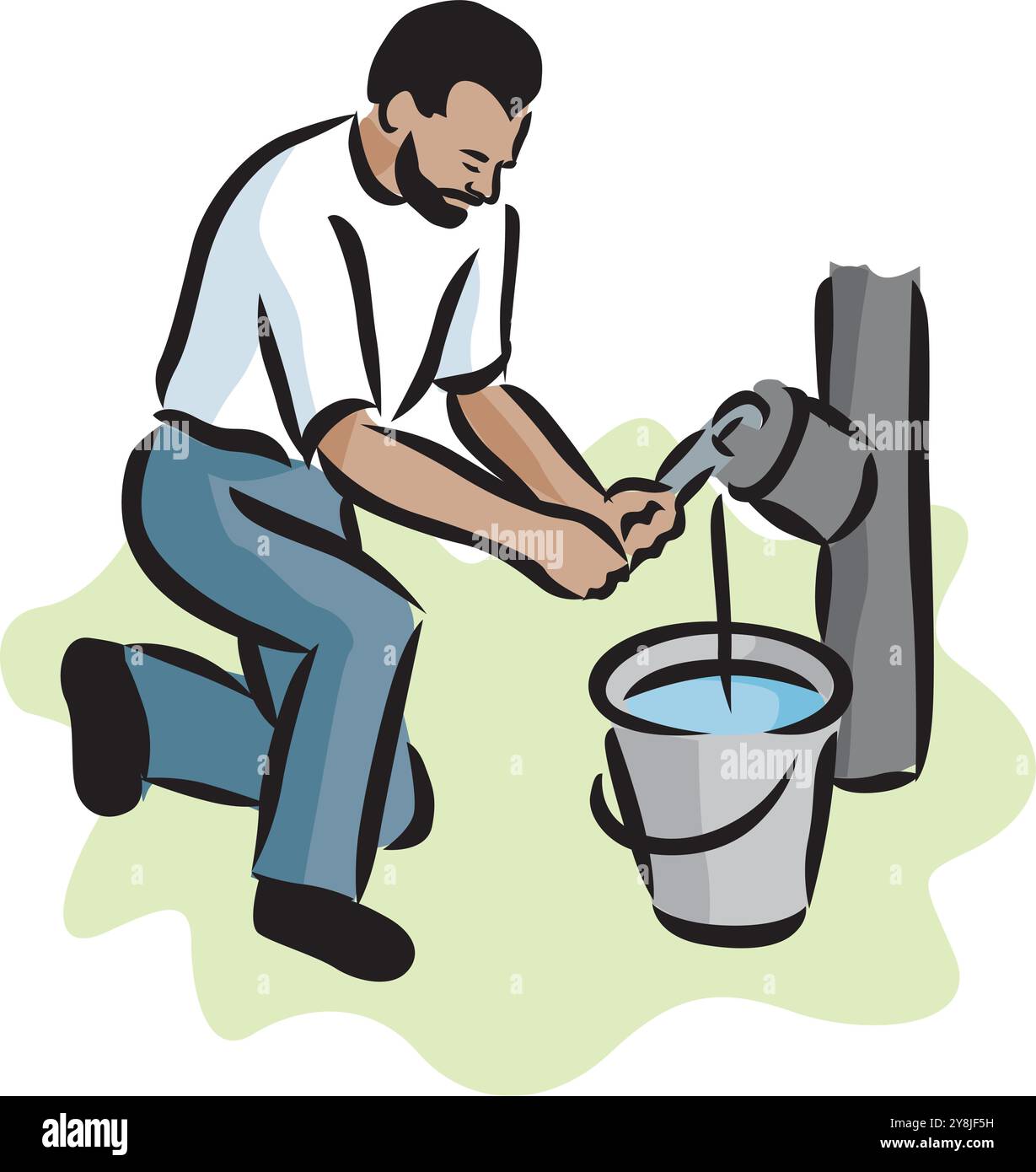 Cartoon character of Pumping Water vector design illustration Stock ...