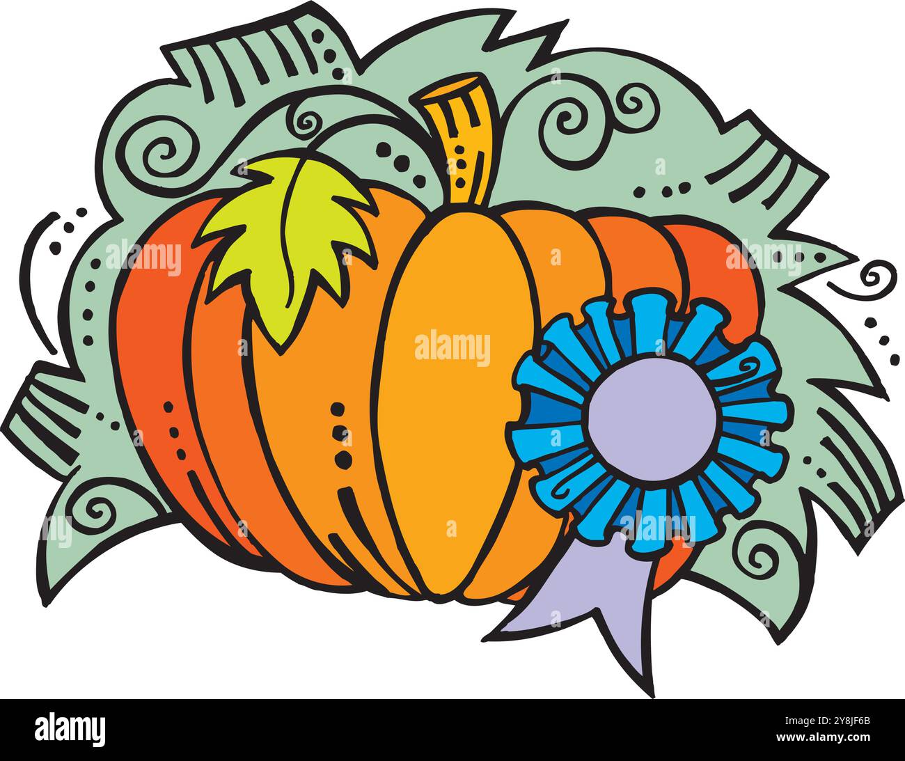 A prize winning pumpkin on display at an agricultural fair vector ...