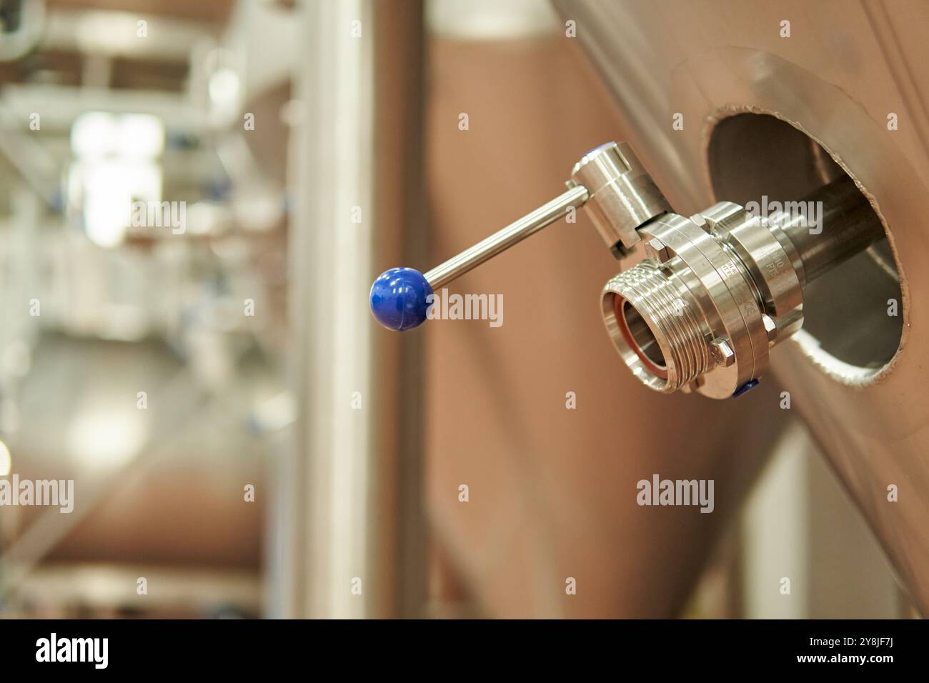 outlet valve of a fermentation tank in a beverage factory Stock Photo ...
