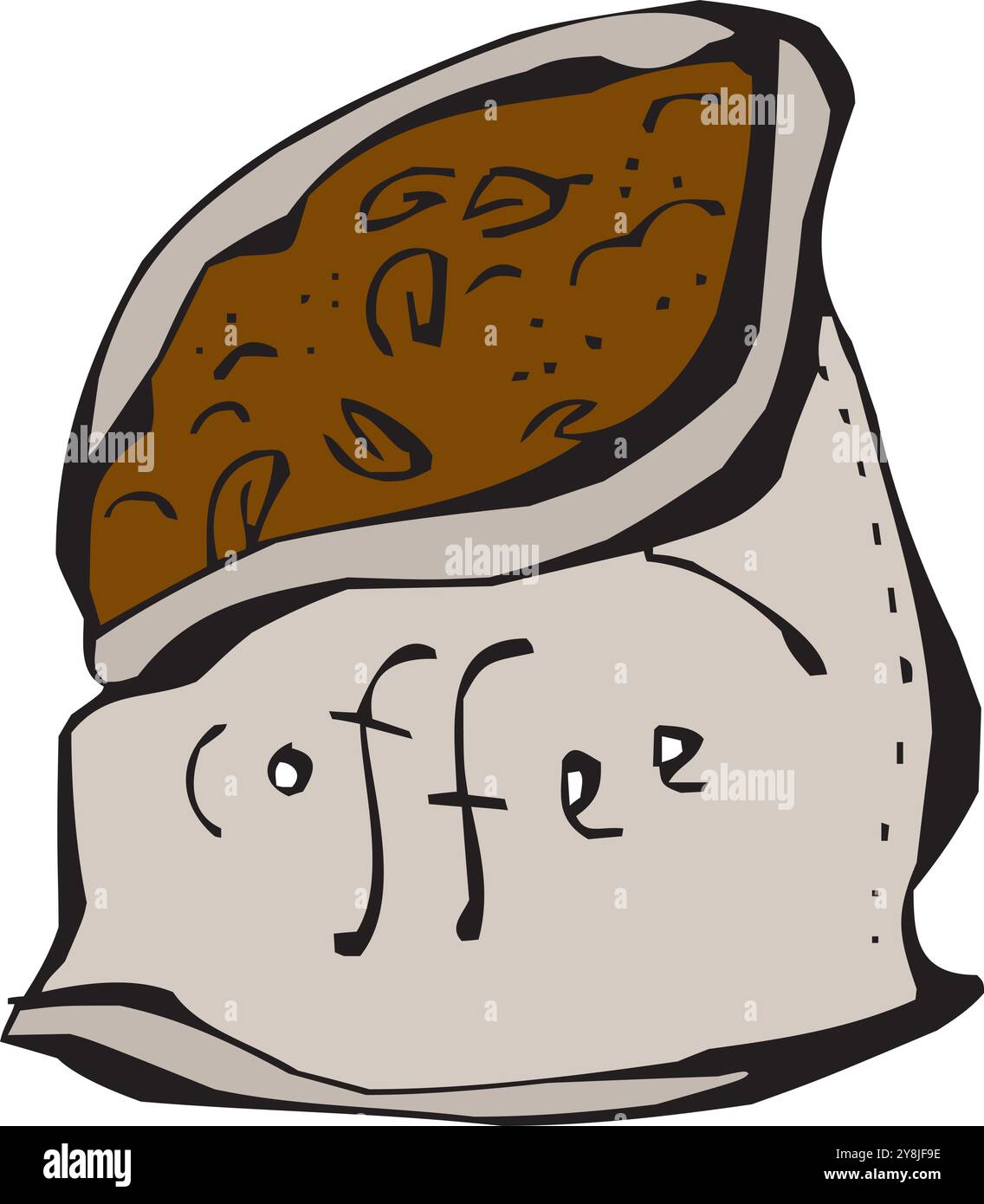 burlap sack full of coffee beans design vector illustration Stock ...