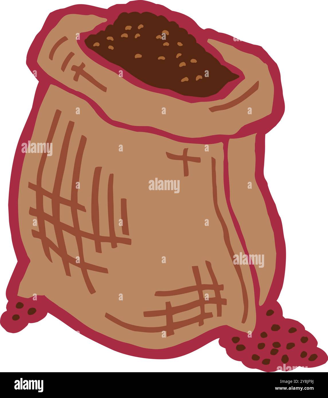 burlap sack full of coffee beans design vector illustration Stock ...