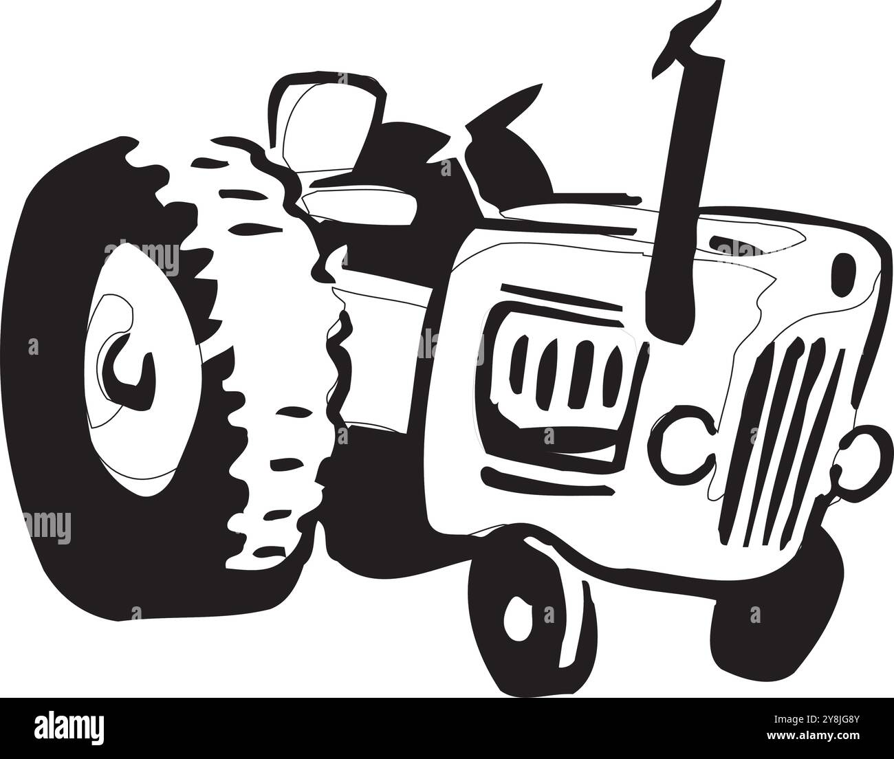 Tractor side view harvest Black and White Stock Photos & Images - Alamy