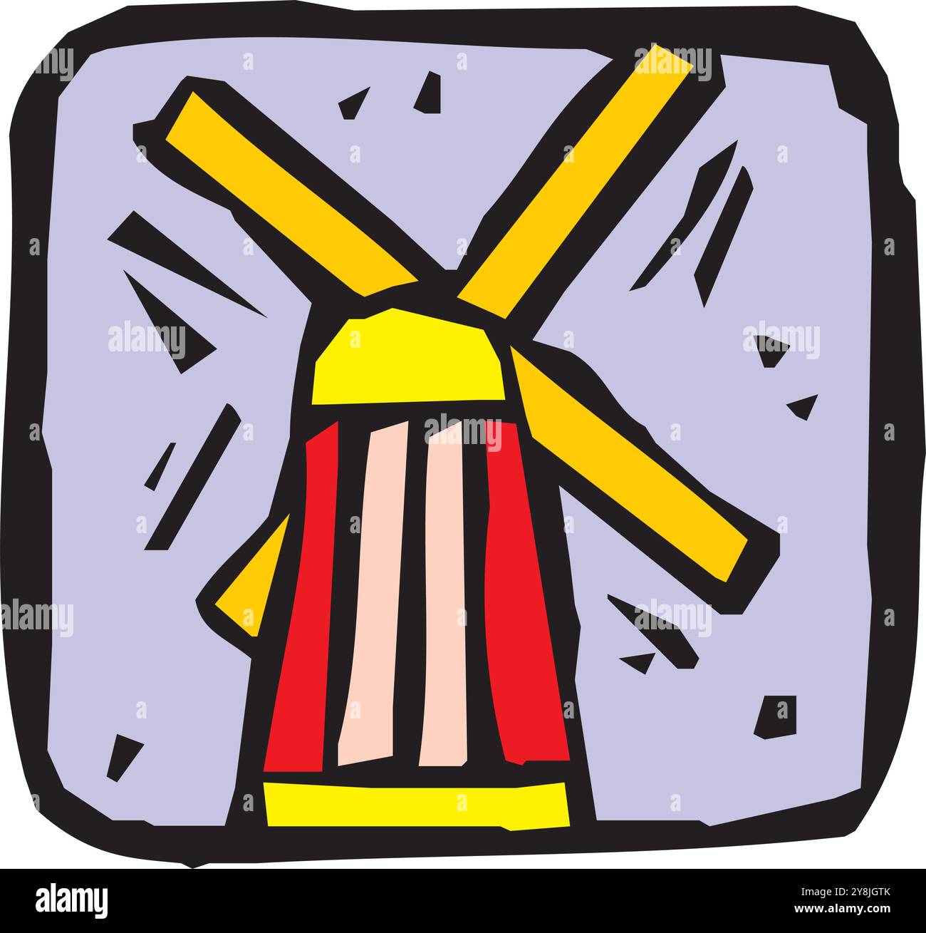 Traditional old windmill building single object color painted concept ...