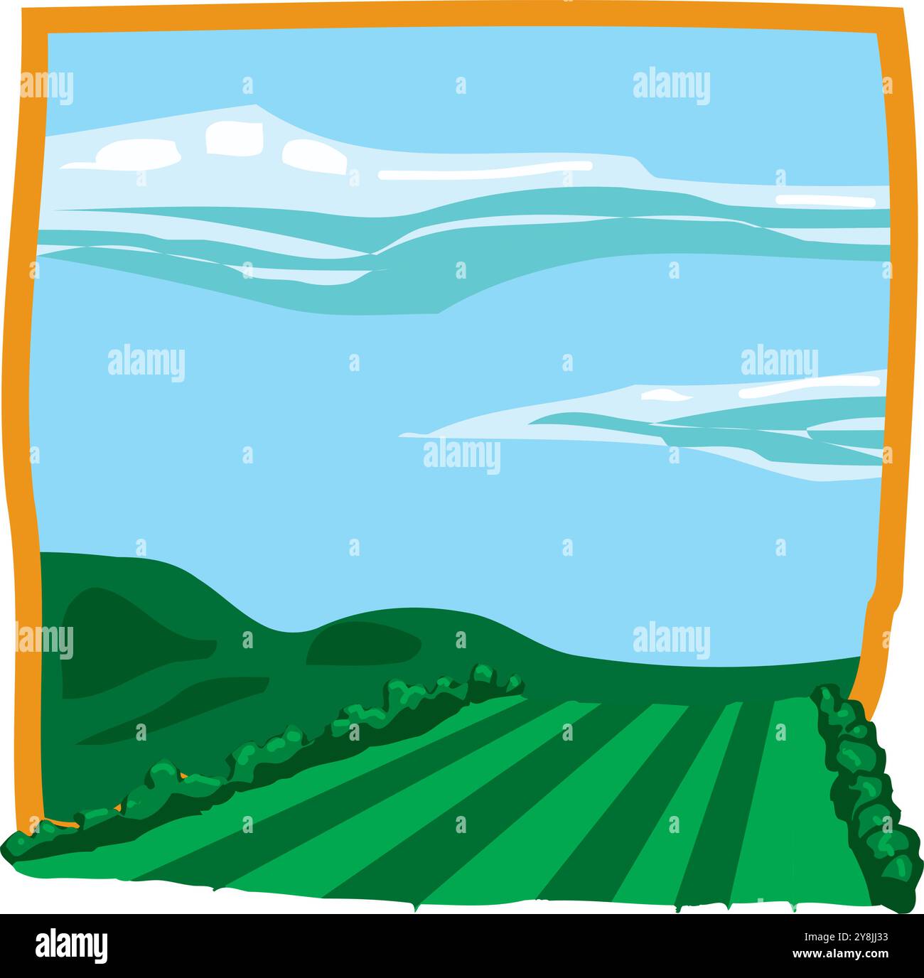 Farm scene summer rural landscape set of horizontal banners with ...