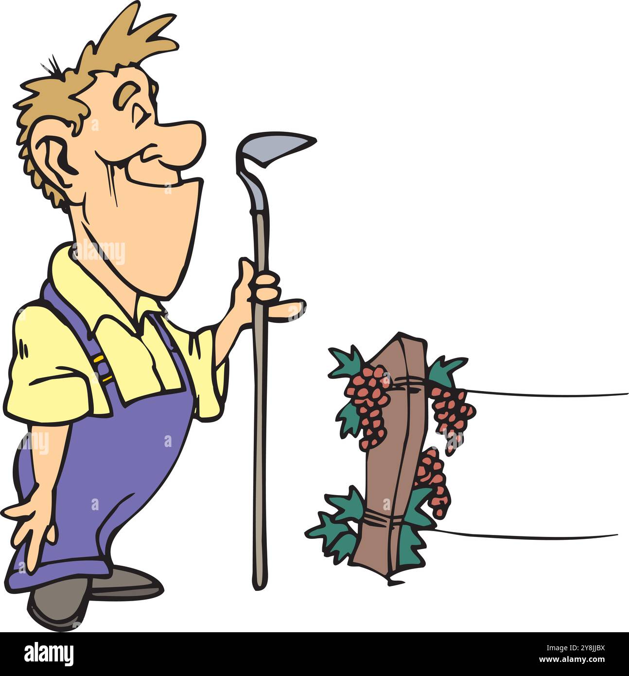 Wine grapes landing page design template with happy senior male farmer ...