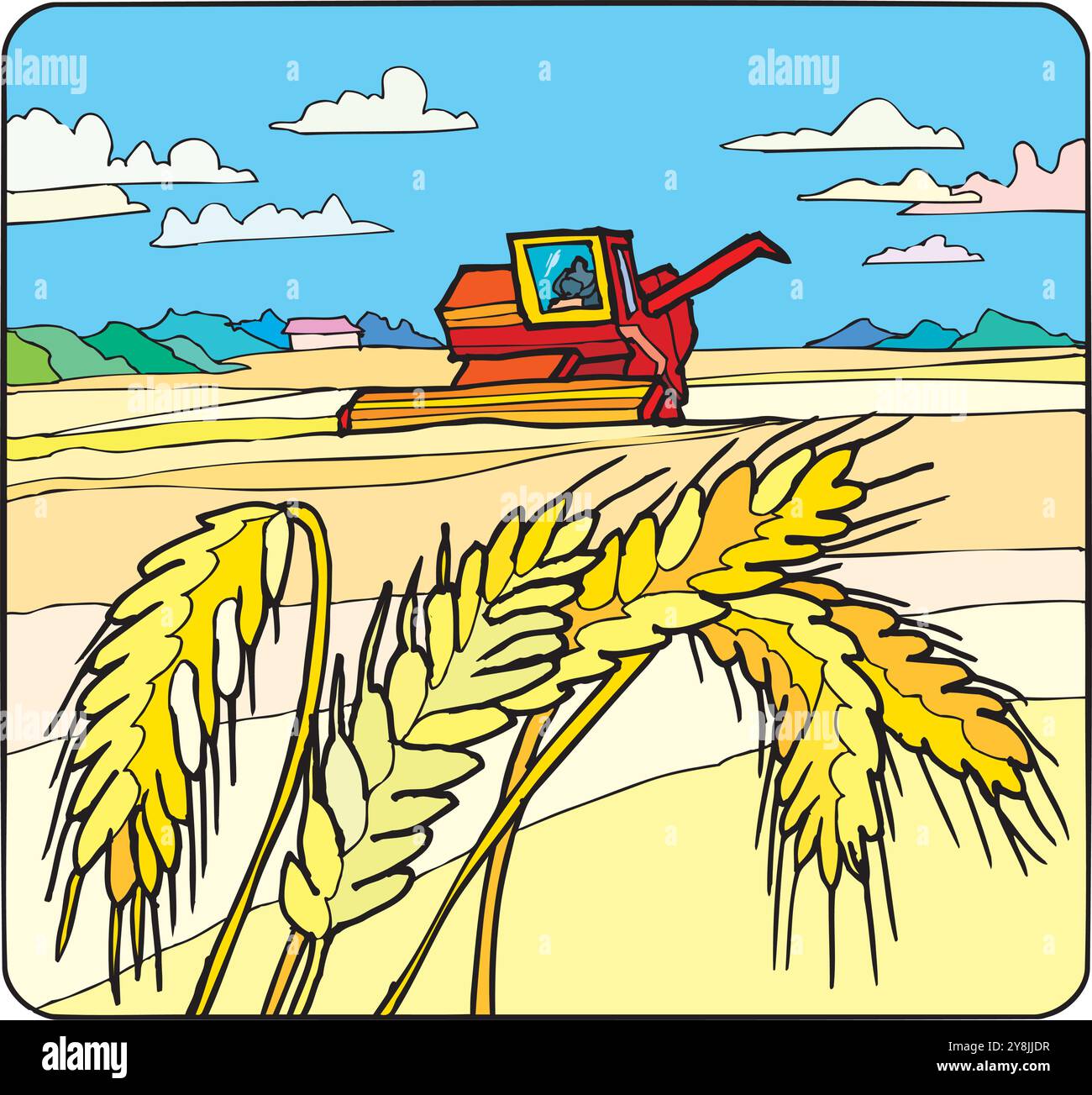 Bread production background with wheat fields symbols isometric vector Stock Vector Image & Art ...