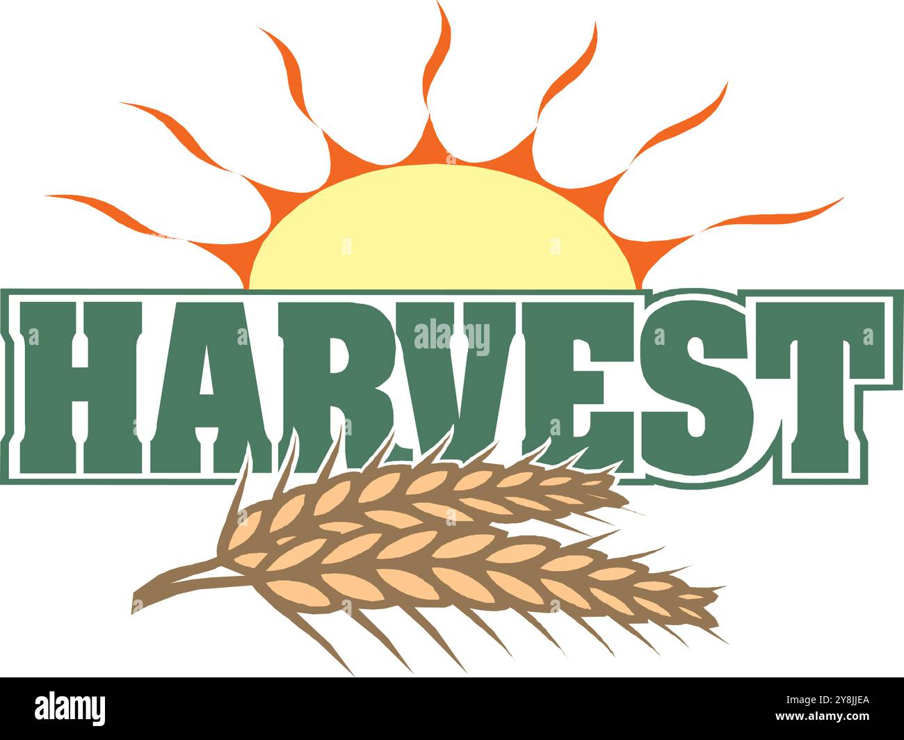 Harvest- Hand drawn lettering Harvest festival with wheat. Autumn ...