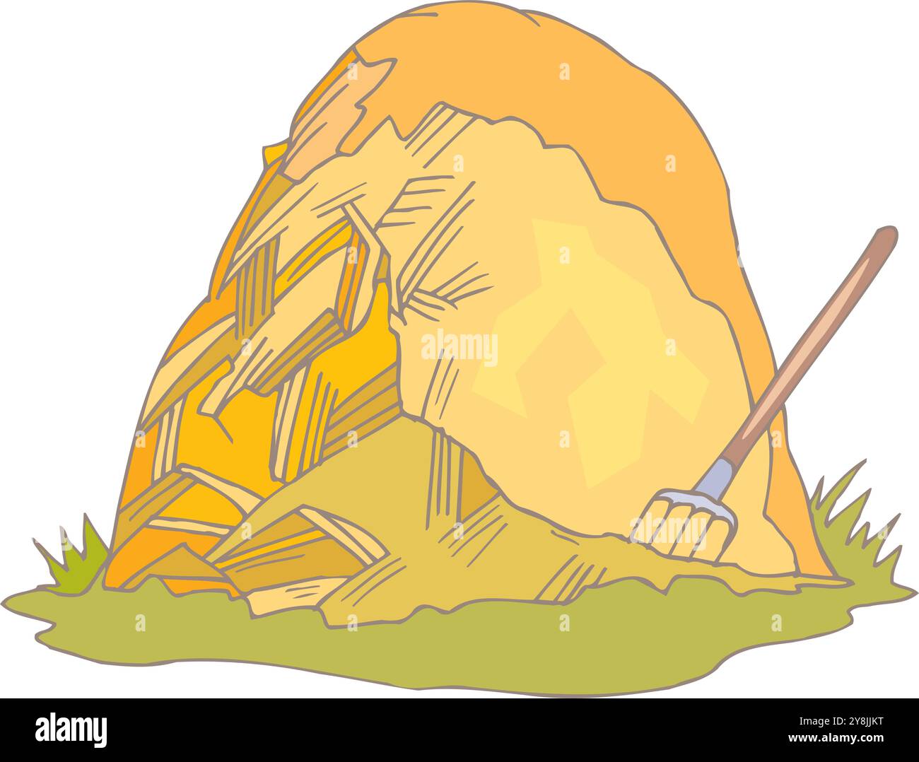 Dry haystacks on white background cartoon icon vector illustration ...