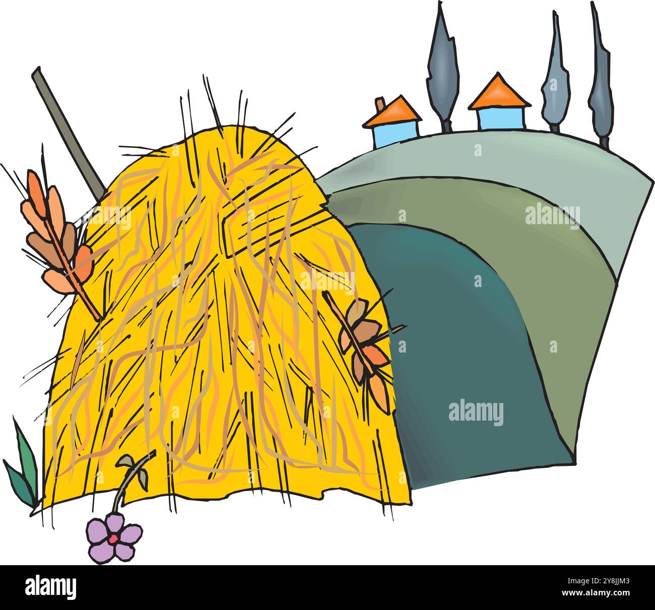 Dry haystacks on white background cartoon icon vector illustration ...