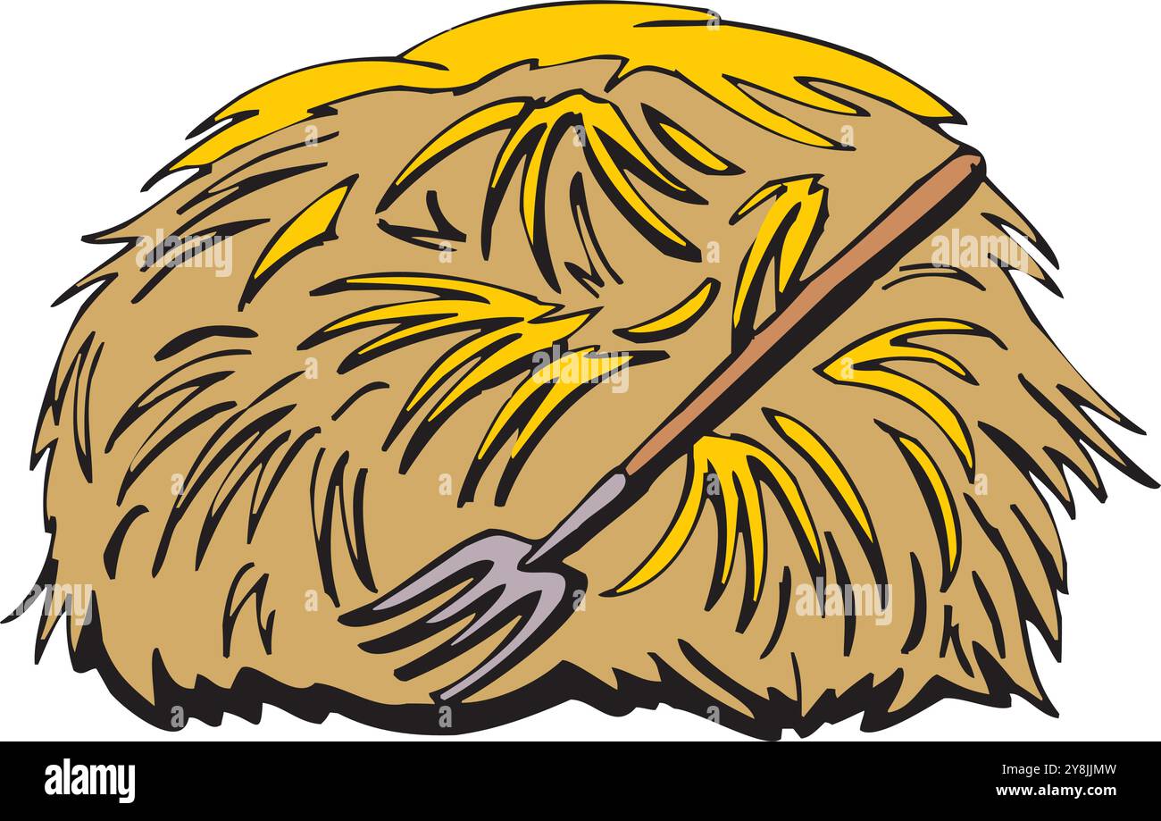 Dry haystacks on white background cartoon icon vector illustration ...