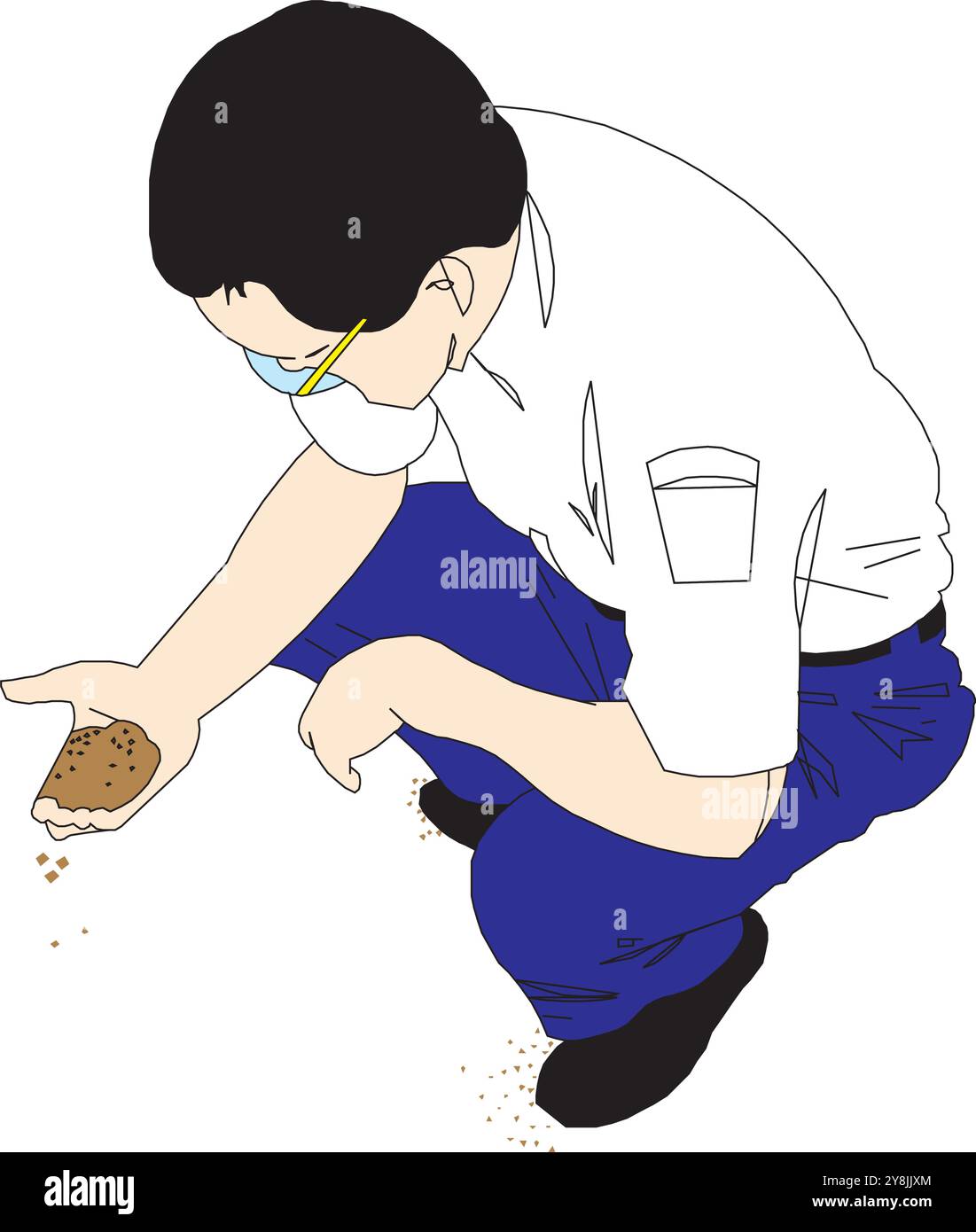 Cartoon characters illustration of farmer man wearing a mask Inspecting ...