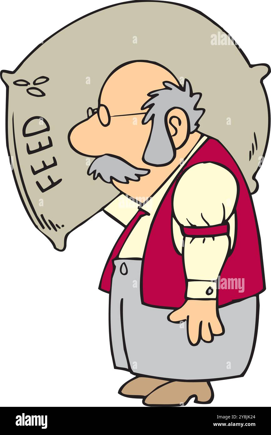 Cartoon characters of Man farmer Carrying Feed vector design ...