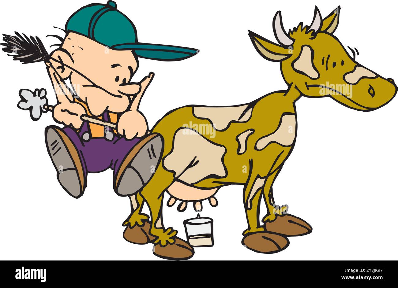 Cow farm man Stock Vector Images - Alamy