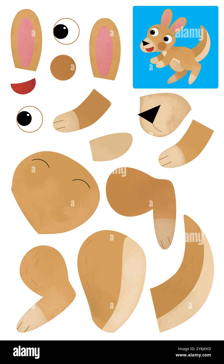 cartoon scene with character puzzle cutout educational exercise manual ...