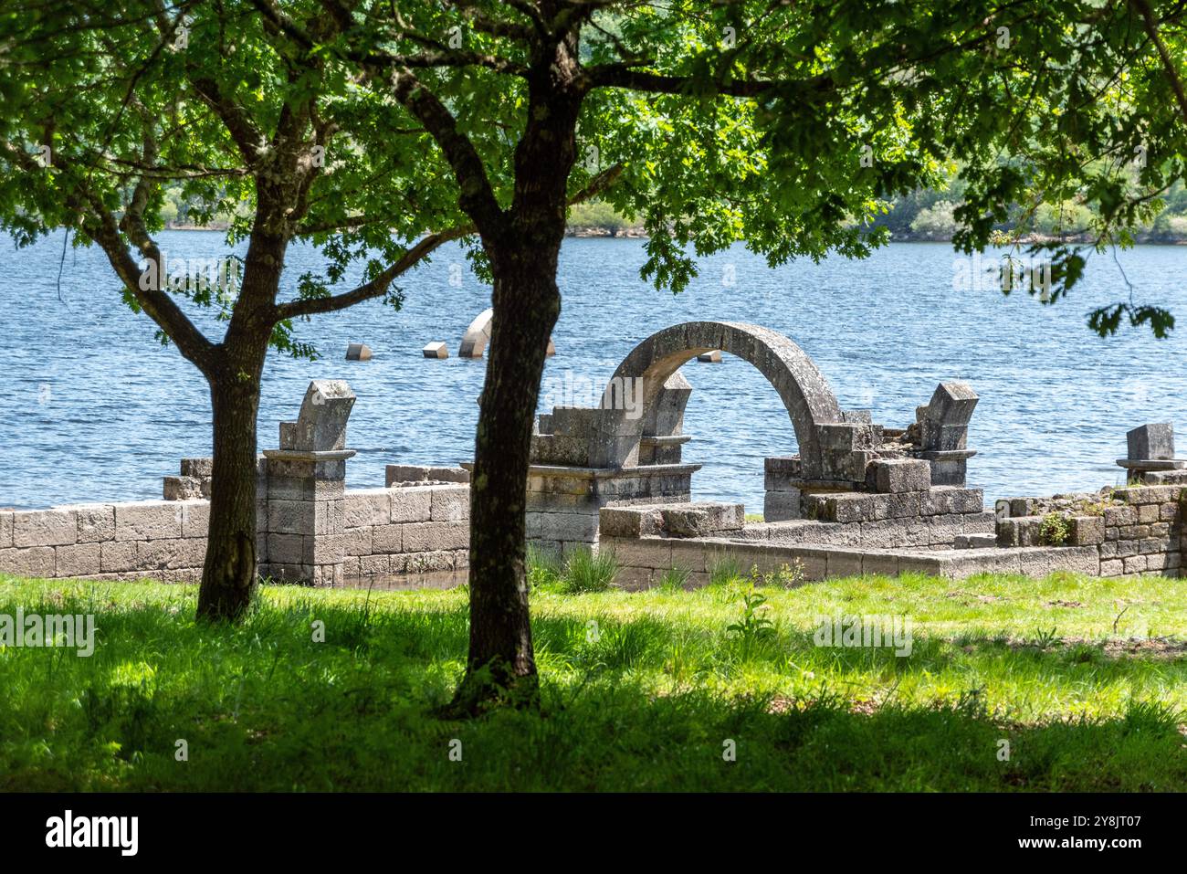 The flooded main entrance to the ancient Roman fort Aquis Querquennis ...