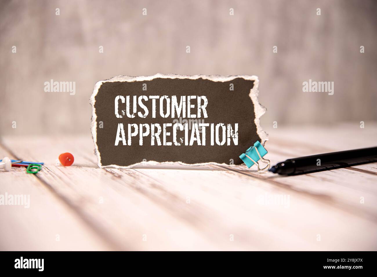 Customer Appreciation text is written on a note with pencils Stock ...
