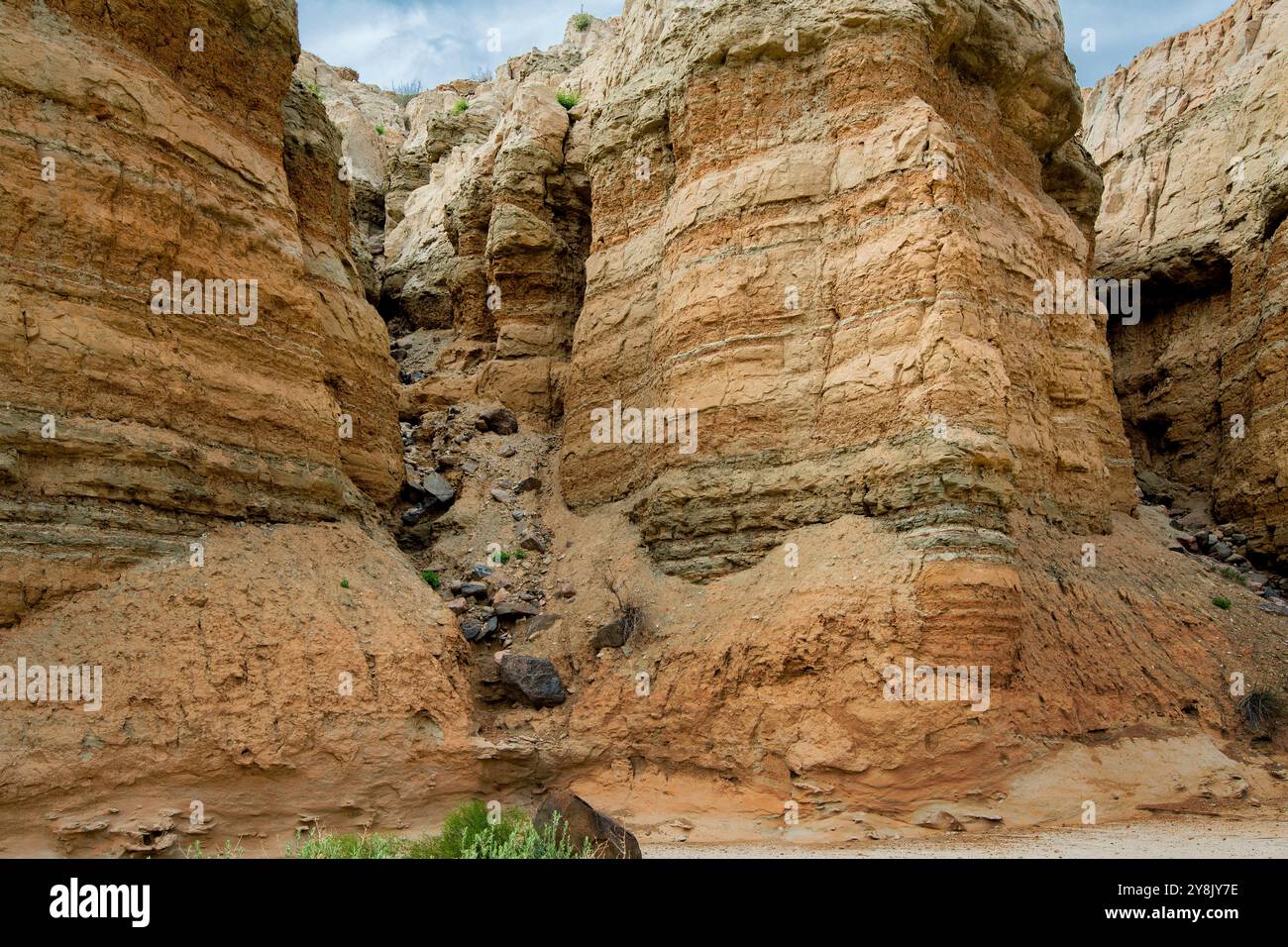 Painted Canyon, Mecca Hills Wilderness. Pink, red, gray, brown and ...