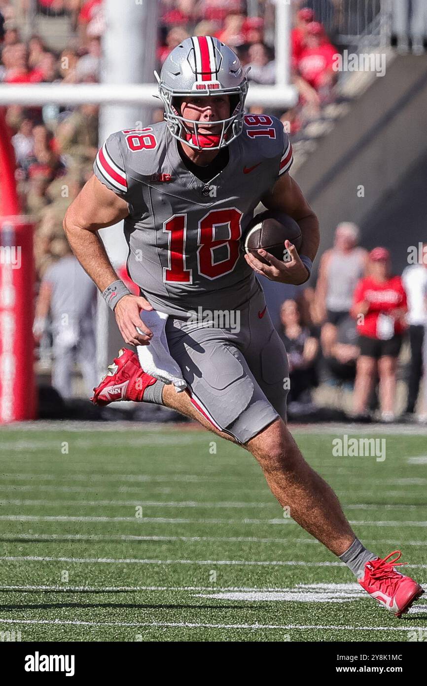 Columbus, Ohio, USA. 5th Oct, 2024. Ohio State Buckeyes quarterback ...