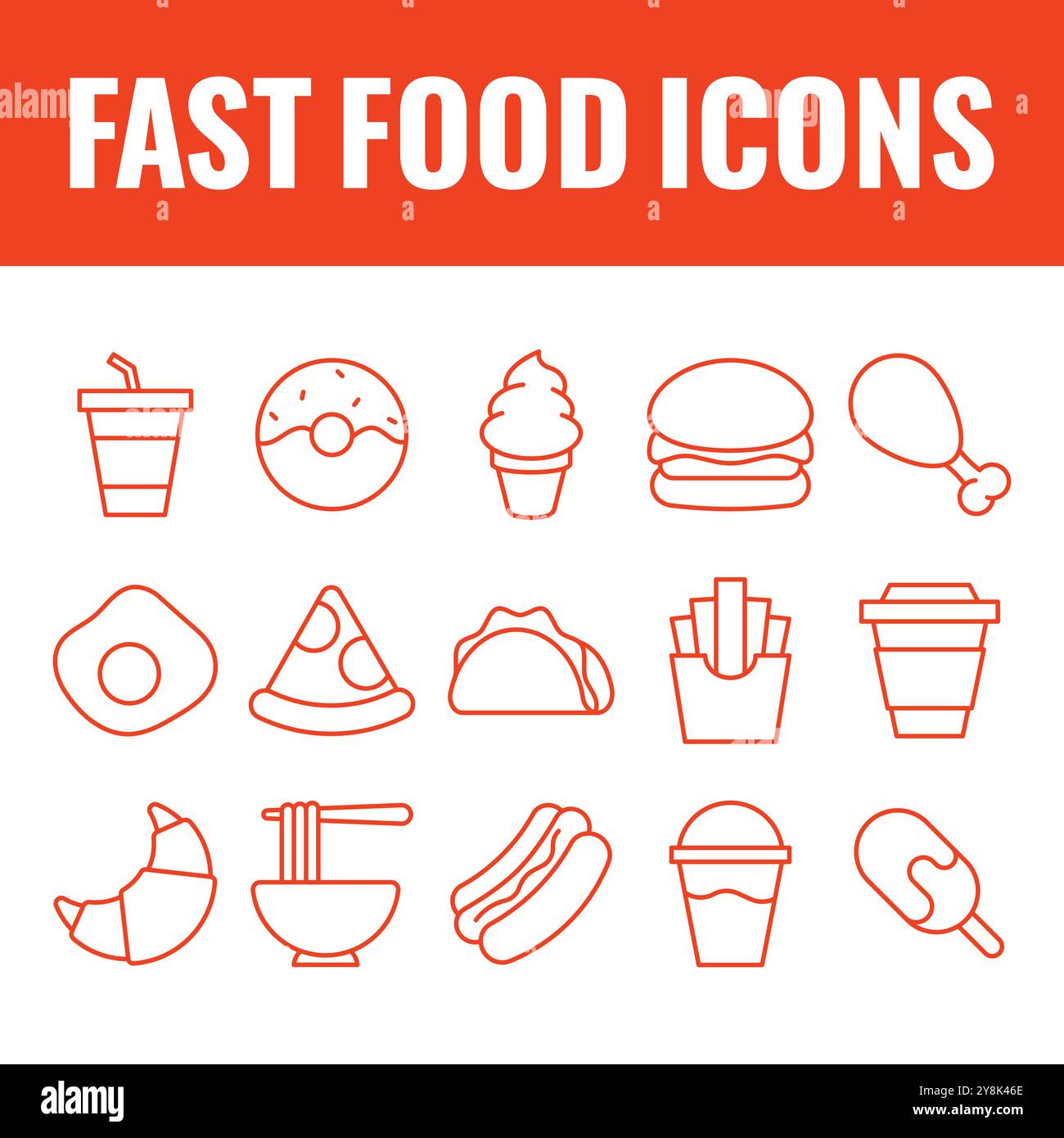 Fast Food icons set. fast food line vector icons. junk fast food icons ...
