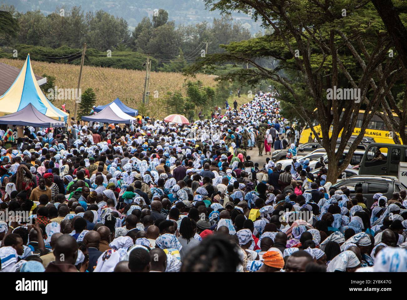 Catholic faithful depart after participating in the Mass during the ...