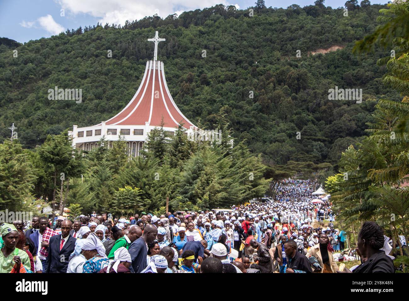 Catholic faithful depart after participating in the Mass during the ...
