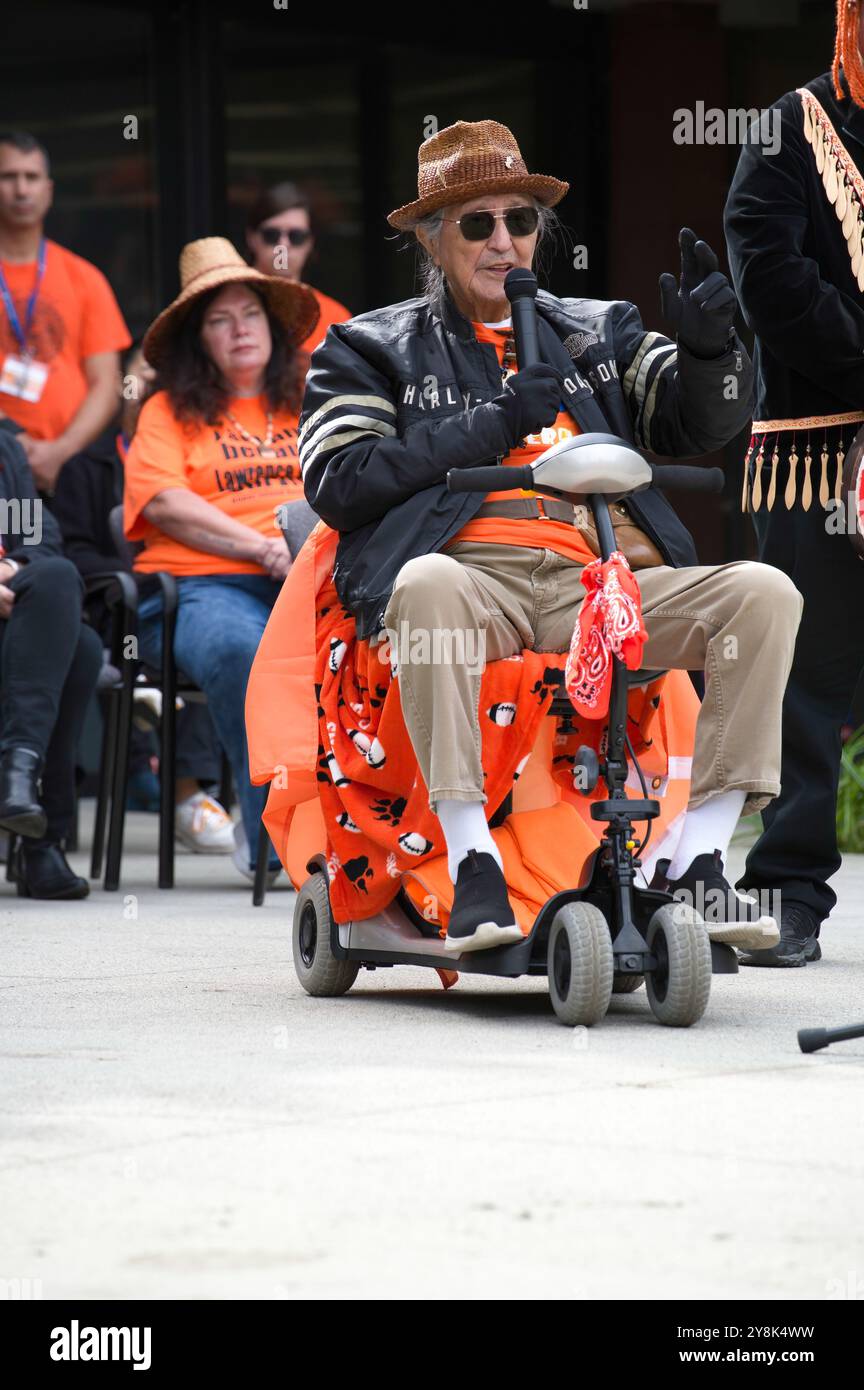 Close up of Elder Sam George (Squamish Nation) sharing his story of ...