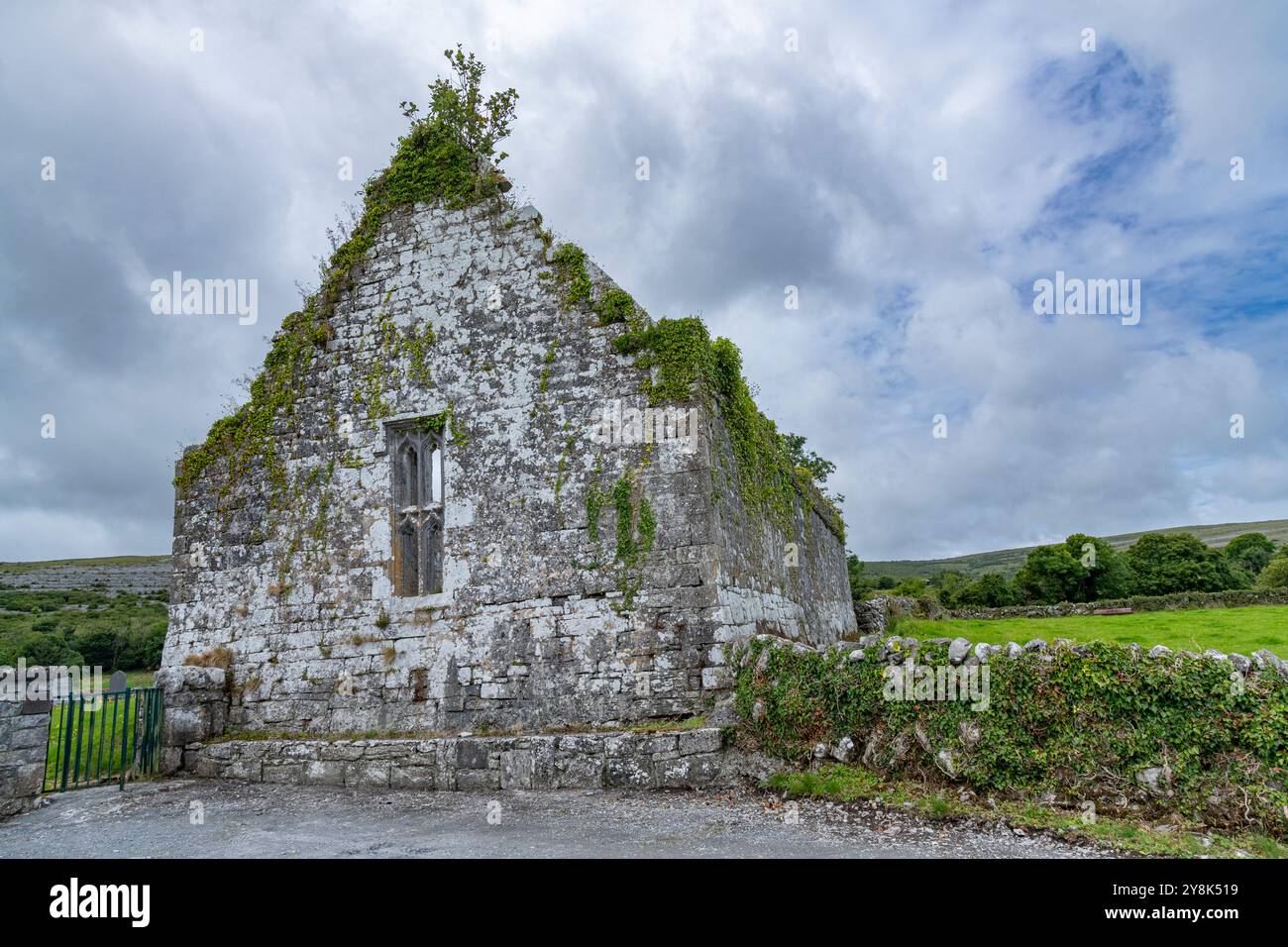 Rathborney Abandoned Church Ruins with Ivy Overgrowth and Stormy Skies ...