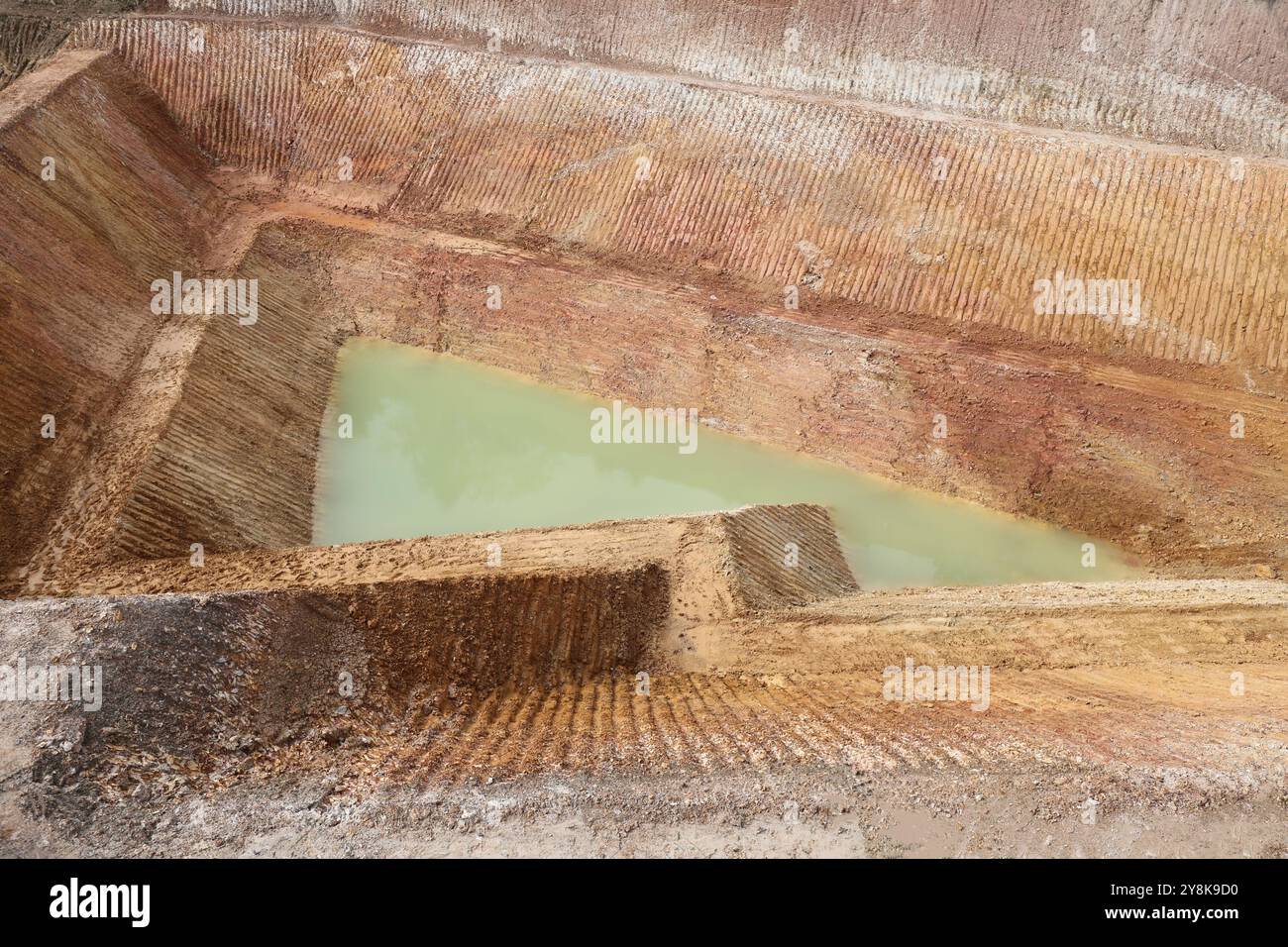 A pond dug for agricultural Water reservoir for irrigation in ...