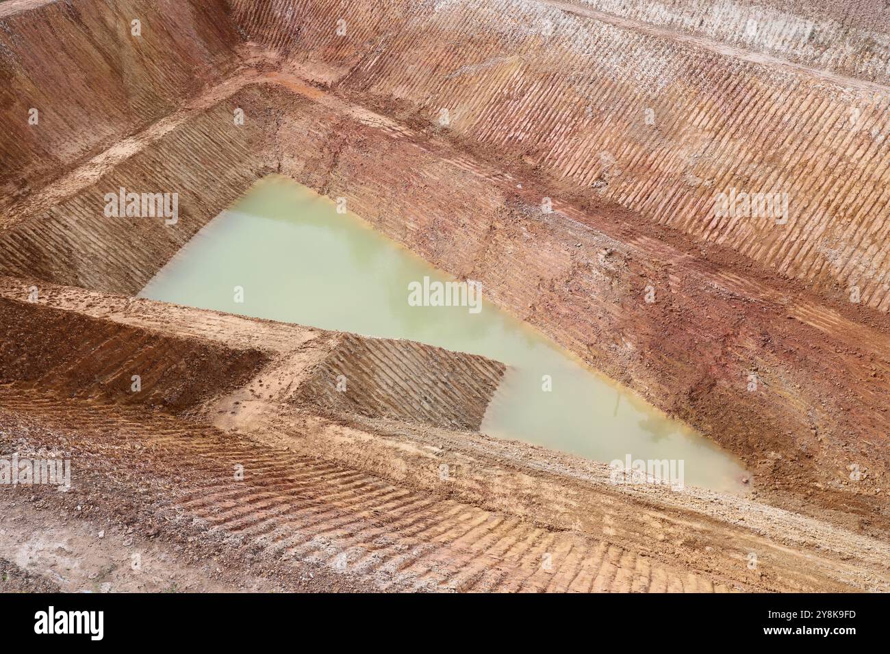 A pond dug for agricultural Water reservoir for irrigation in ...