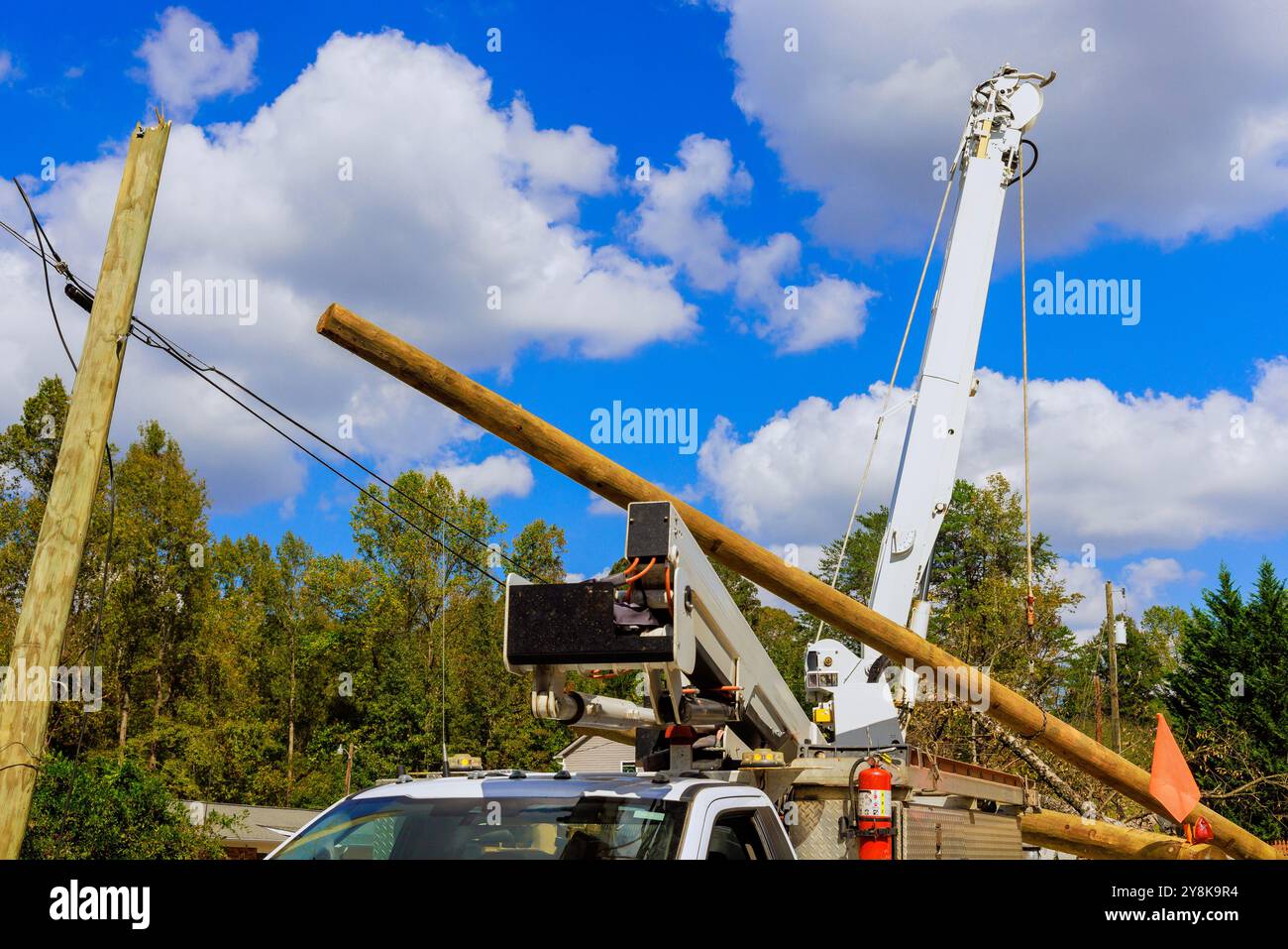 In aftermath of severe hurricane, power lines have been damaged are ...